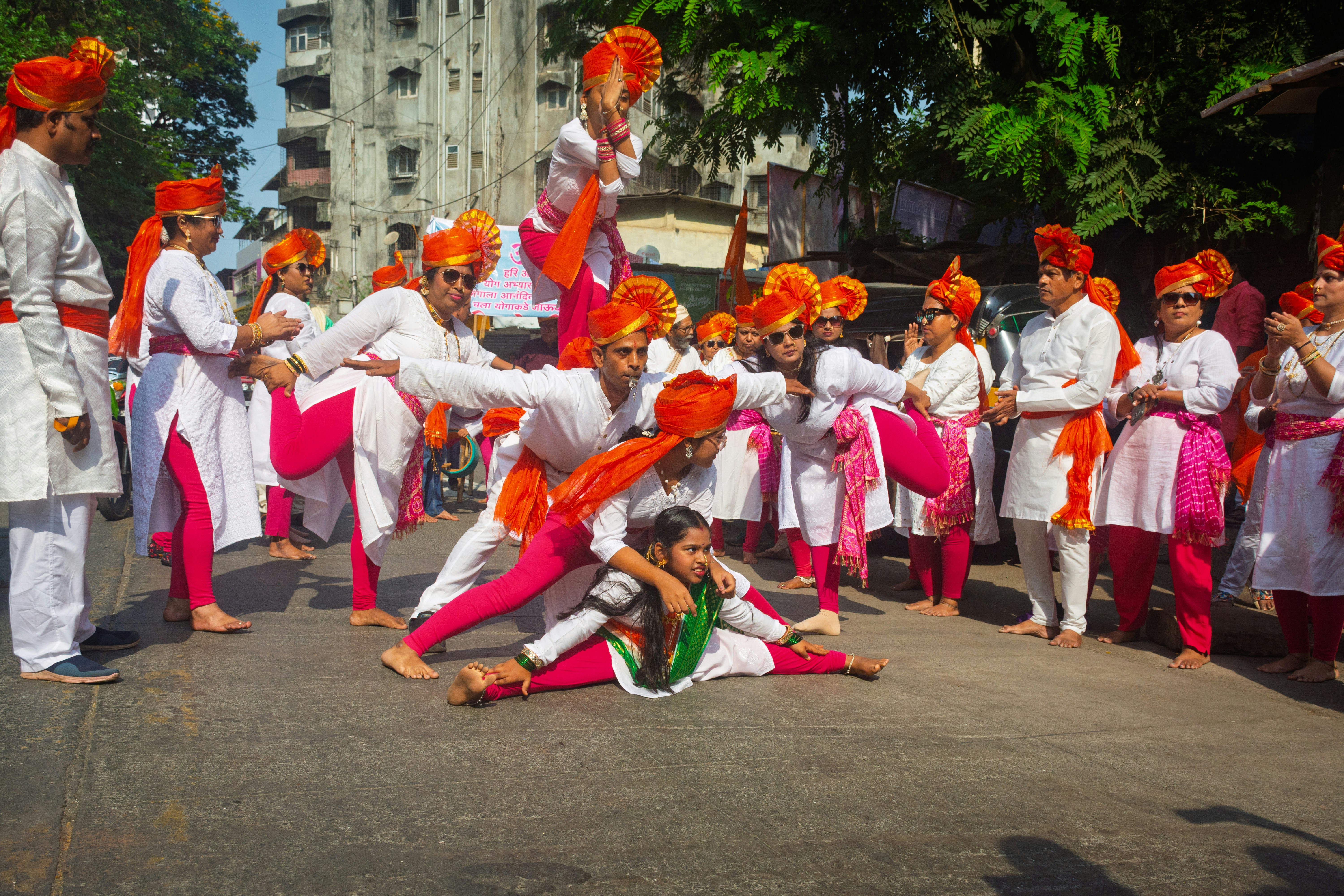 Community Dance Circle: A Dynamic Moment of Color and Rhythm