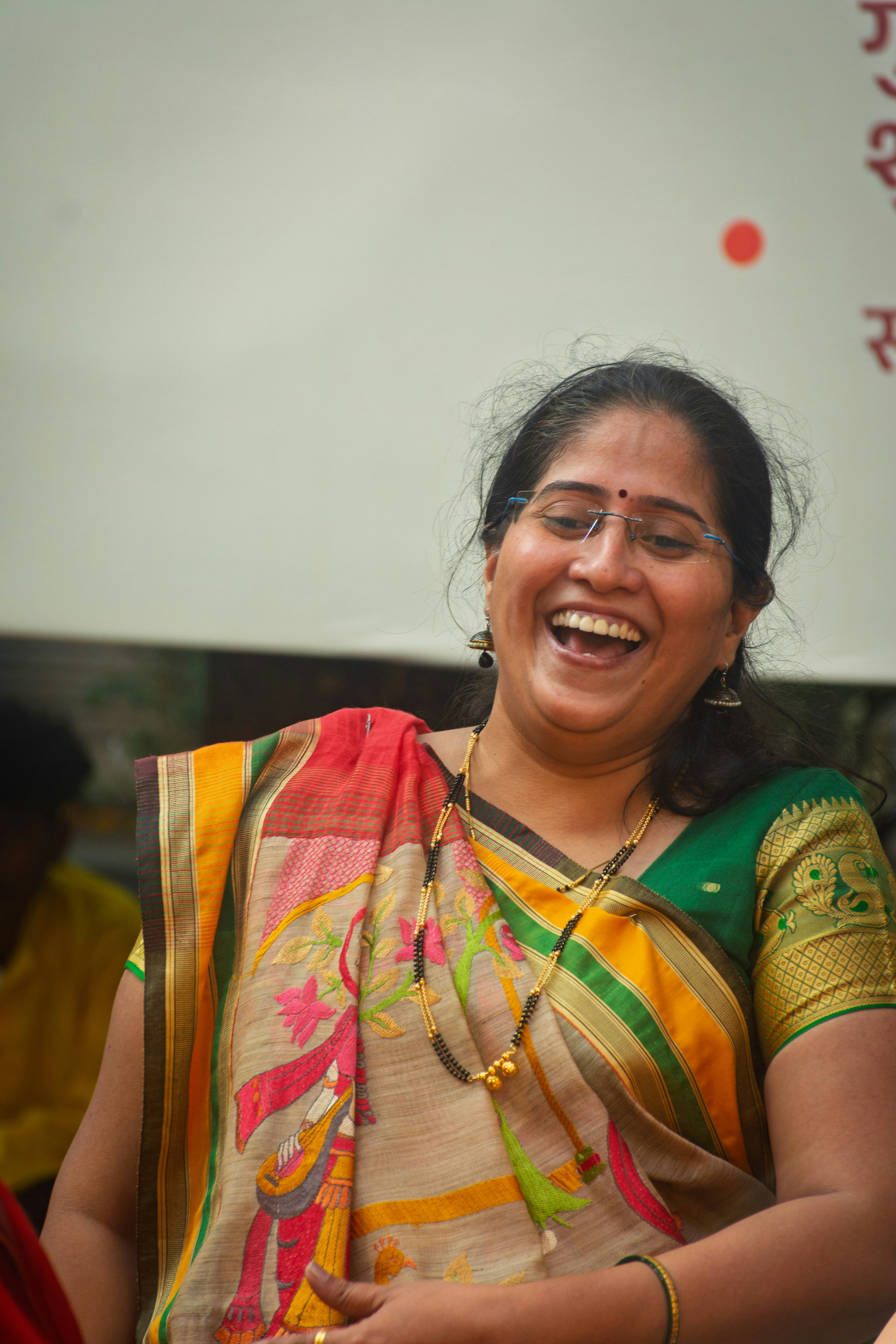 Joy in Color: A Vibrant Moment in Traditional Saree