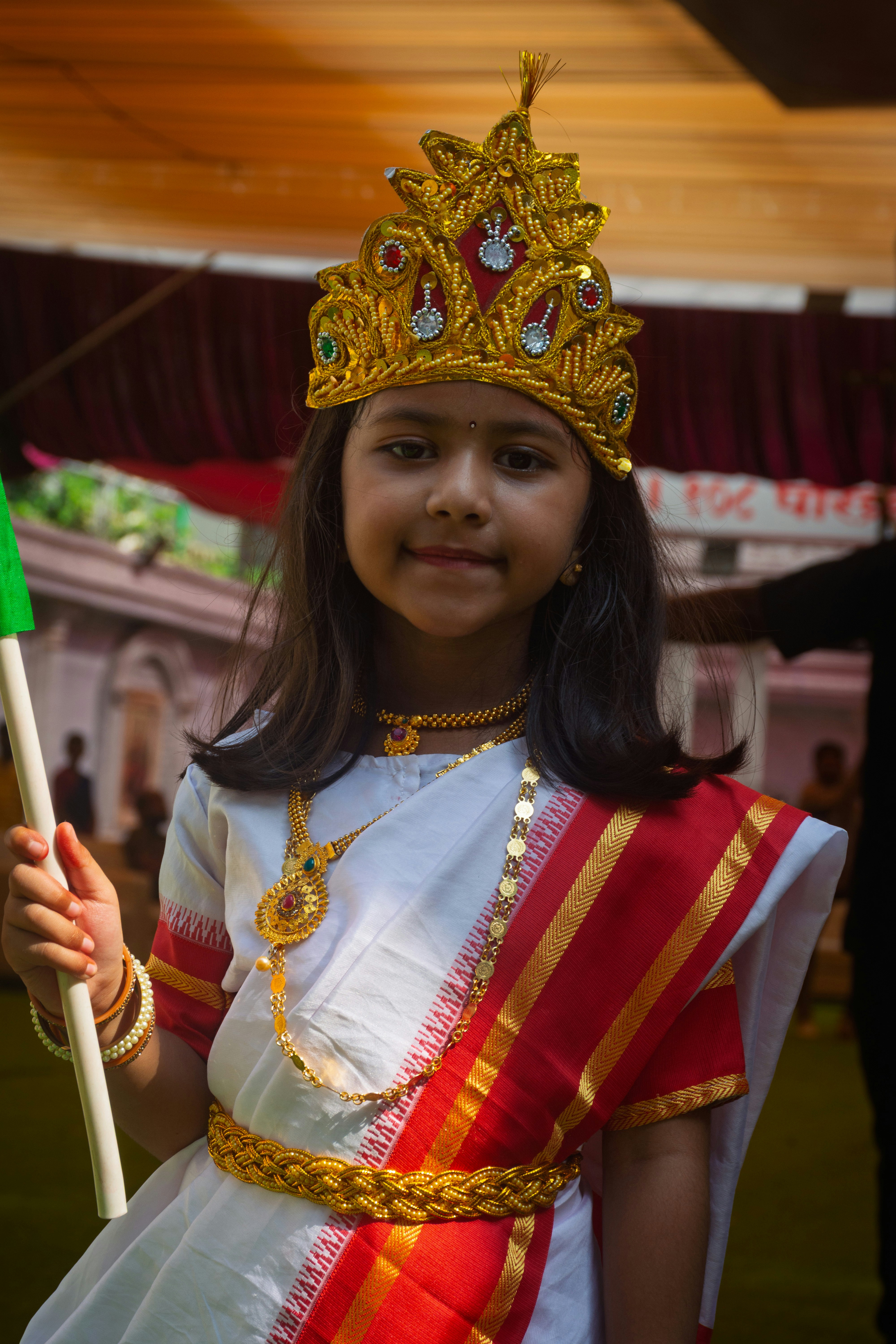 Crowned in gold: a ceremonial portrait of a young dancer princess