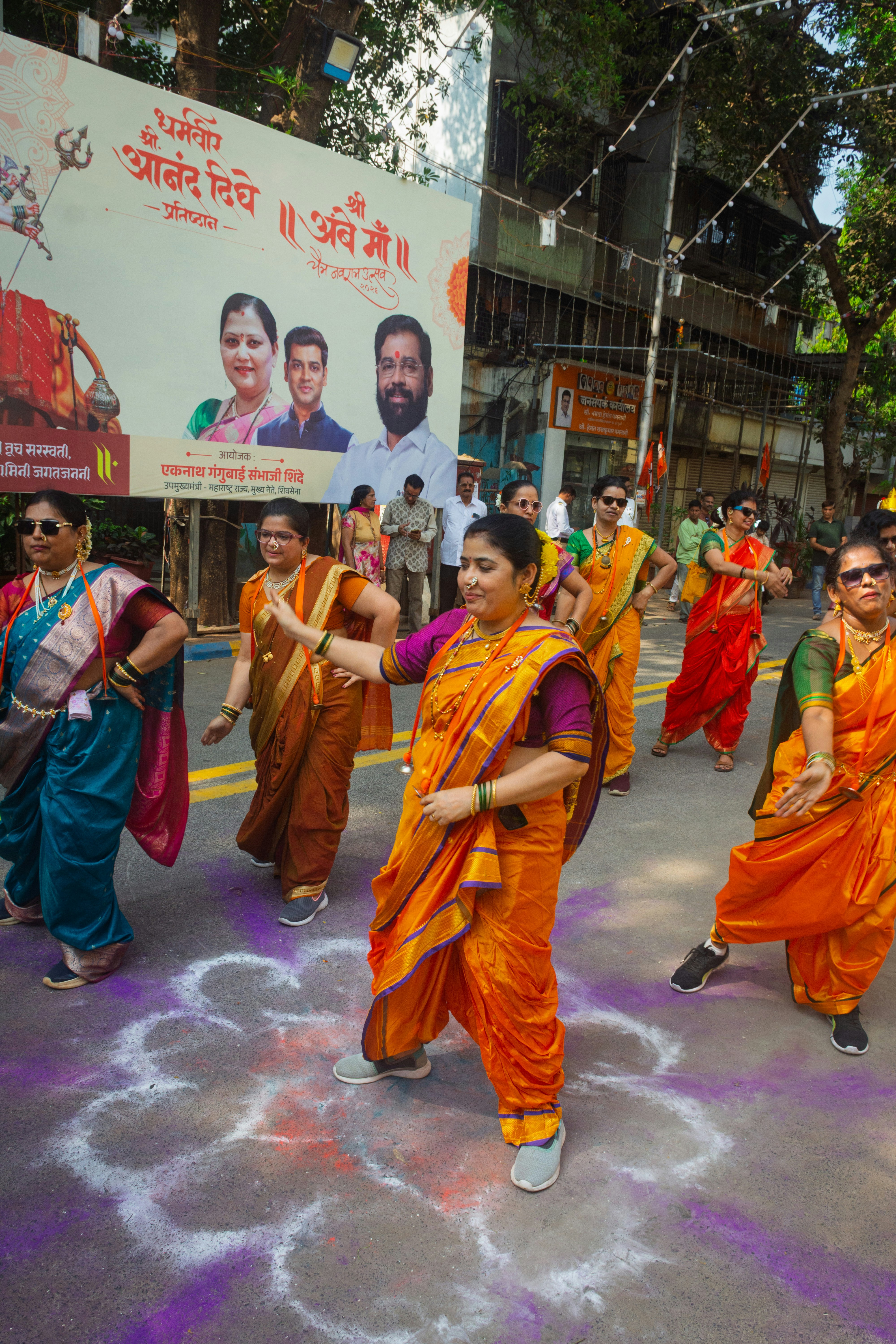 Vibrant Street Dance in a Colorful Procession