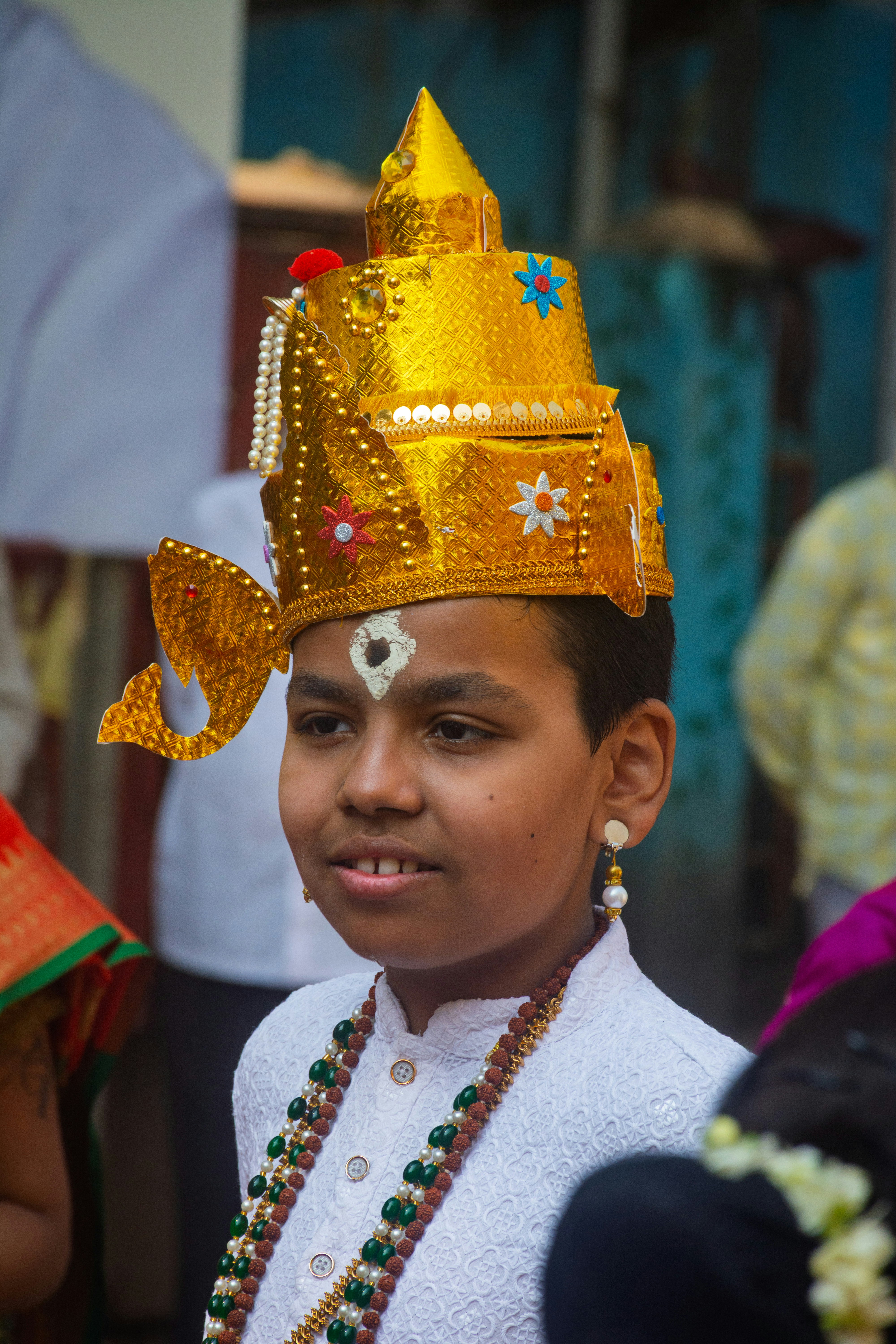Golden Crown, Bright Faces: A Festive Portrait