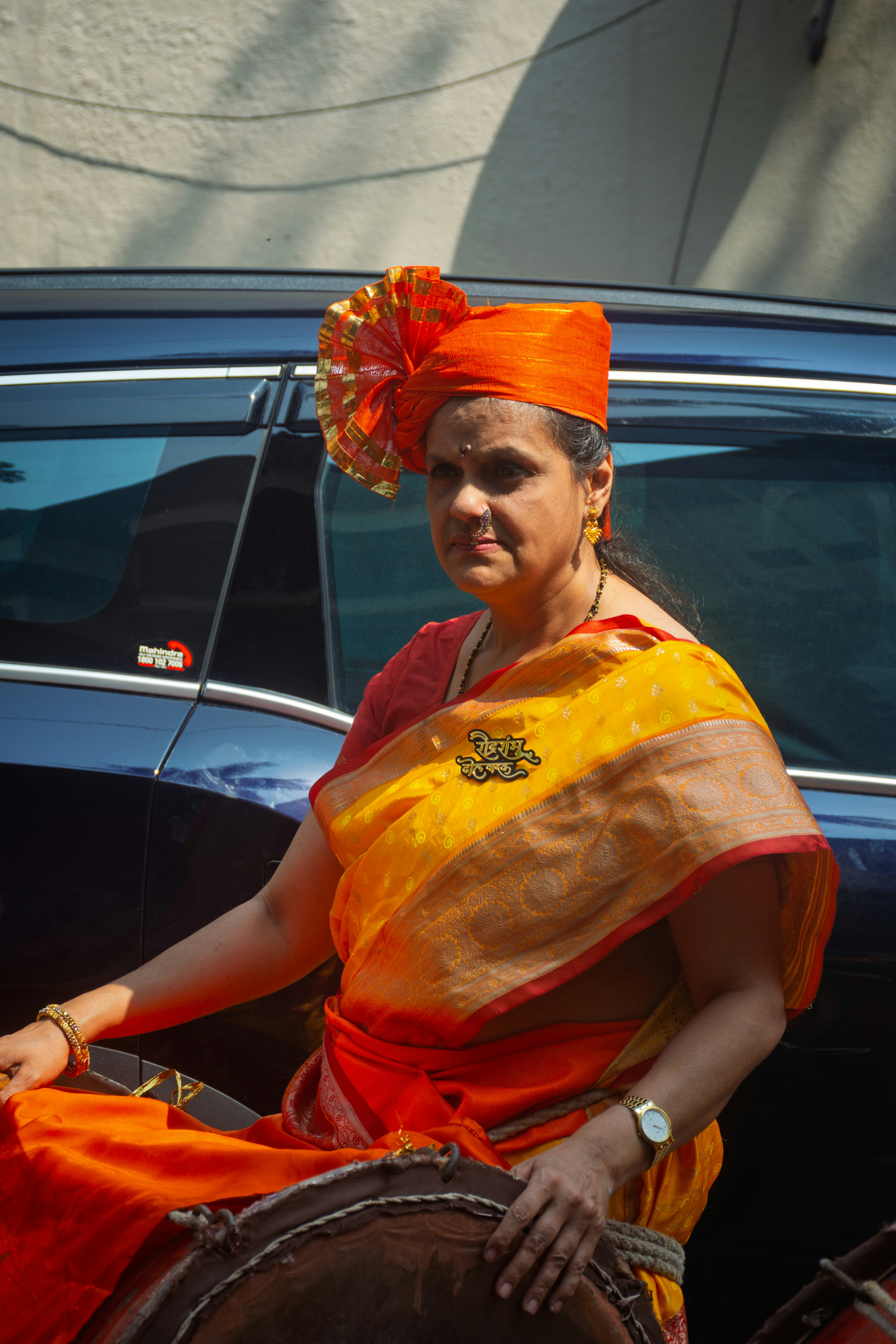 Vibrant Traditional Attire in Street Scene