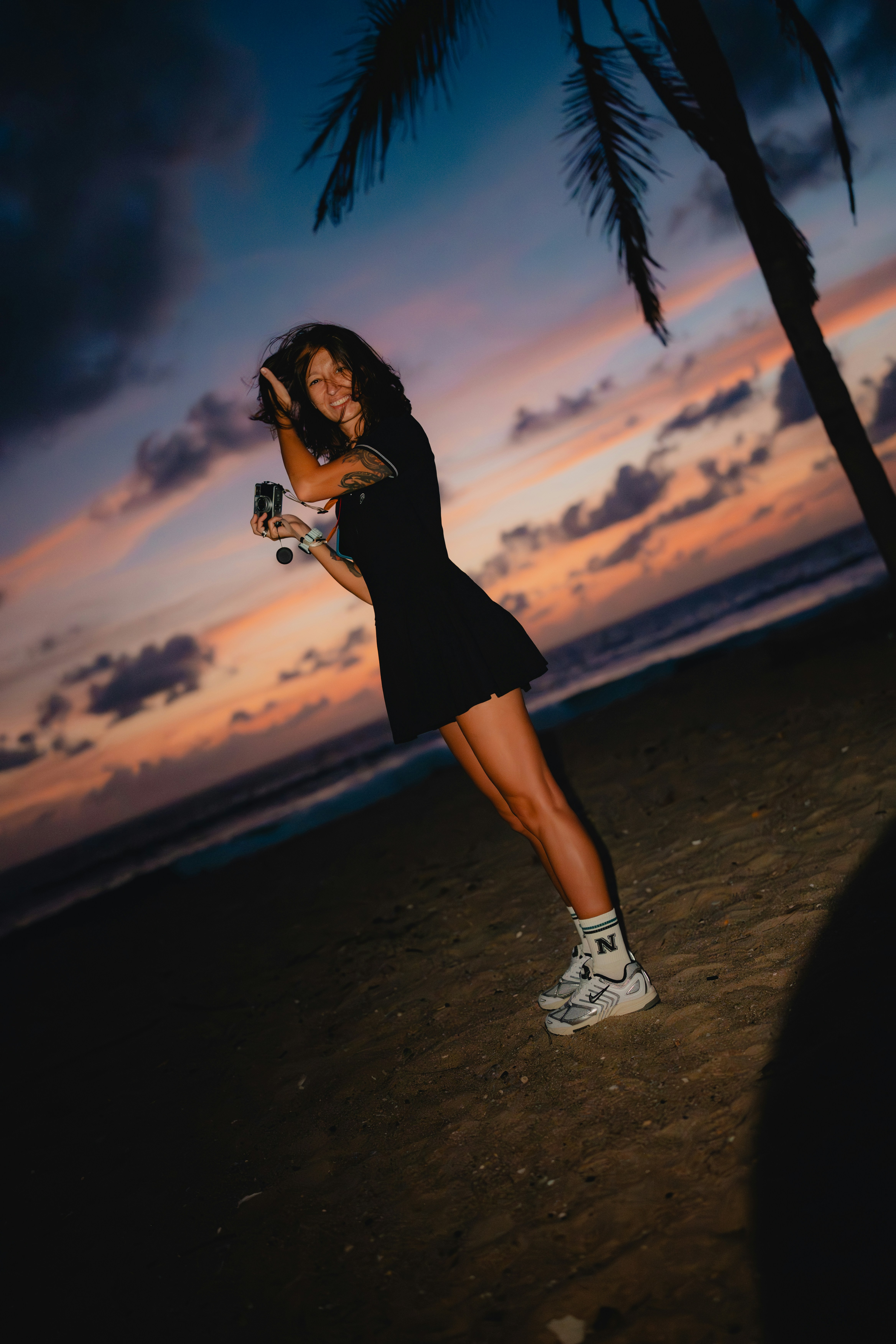 Sunset on the Shore: A Moment Captured with a Candid Flash