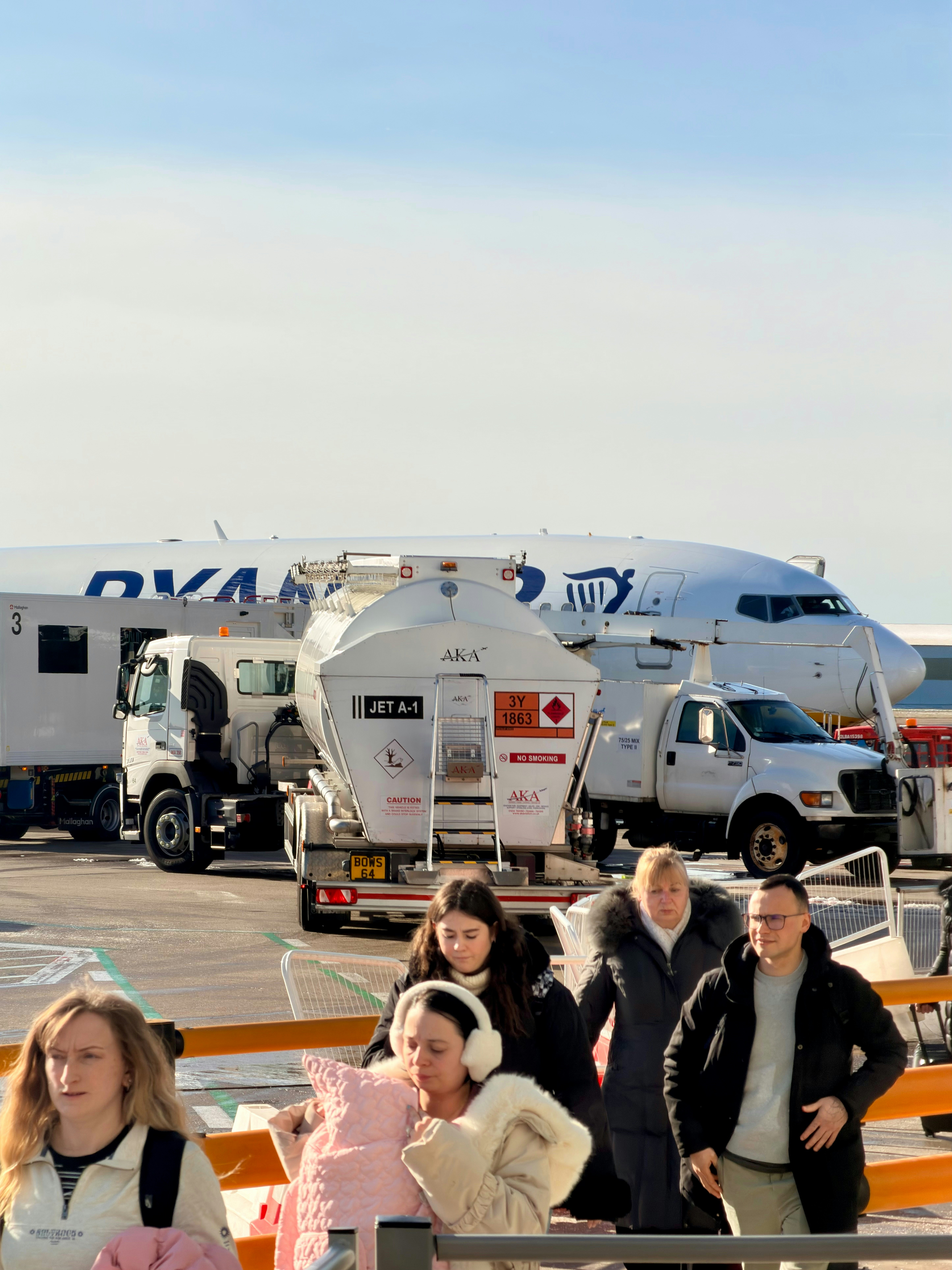 Ground Crew & Passengers at the Jet Bridge as Planes Tidy the Tarmac