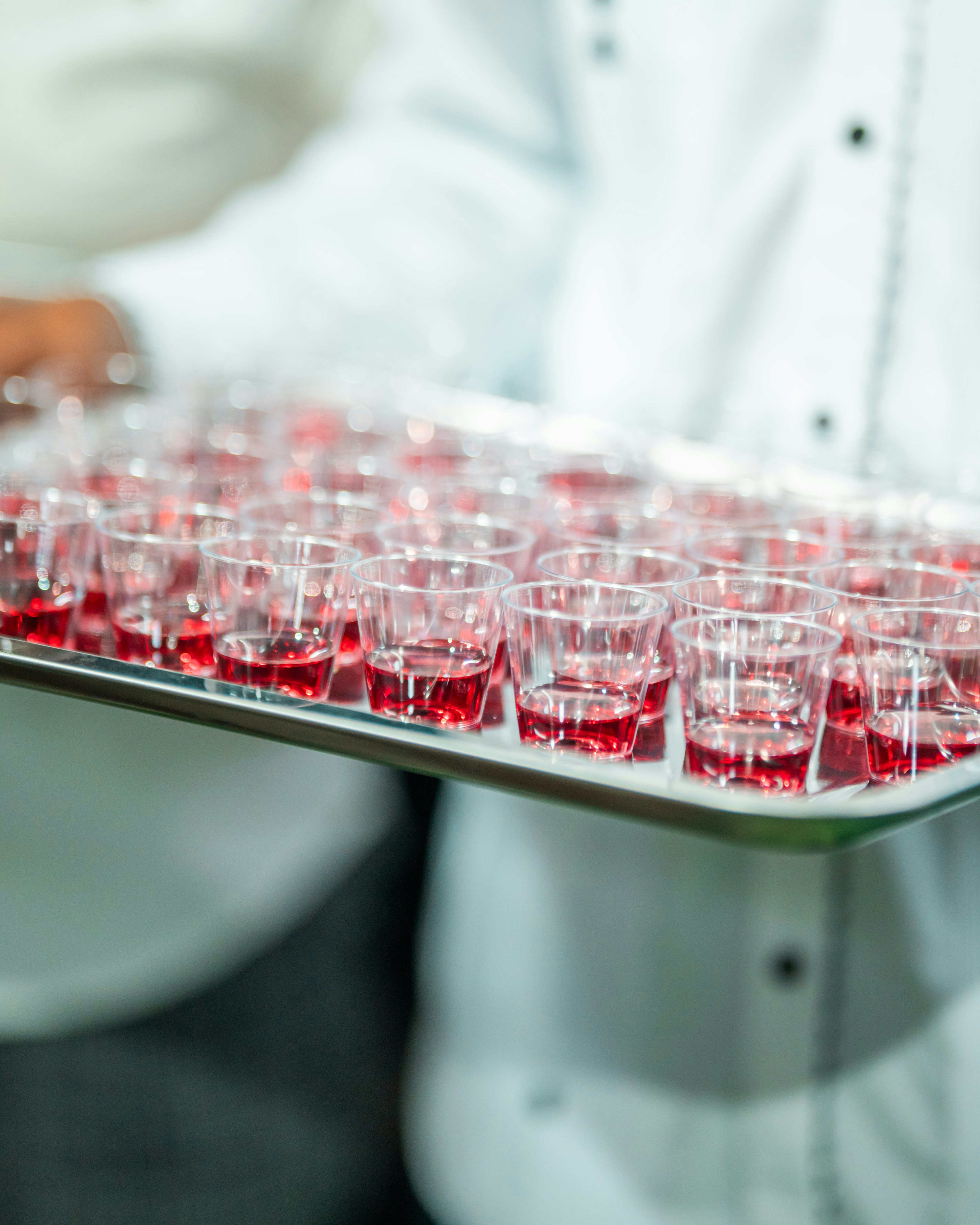 Tray of Red Jellied Shots: Precision in a Quiet Lab Moment