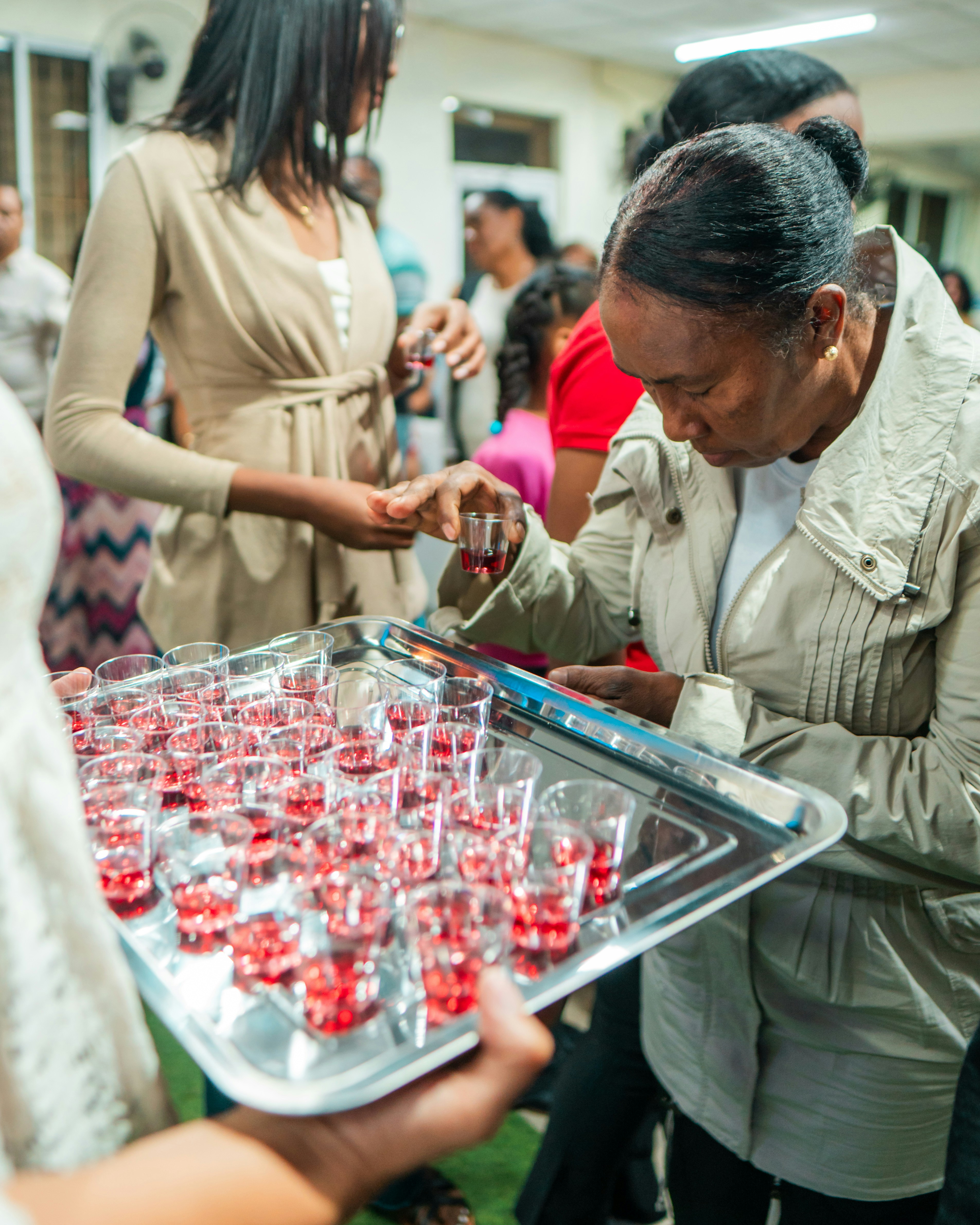 Glassful Conversations: A Shared Moment Over a Tray of Red-Cilled Toasts