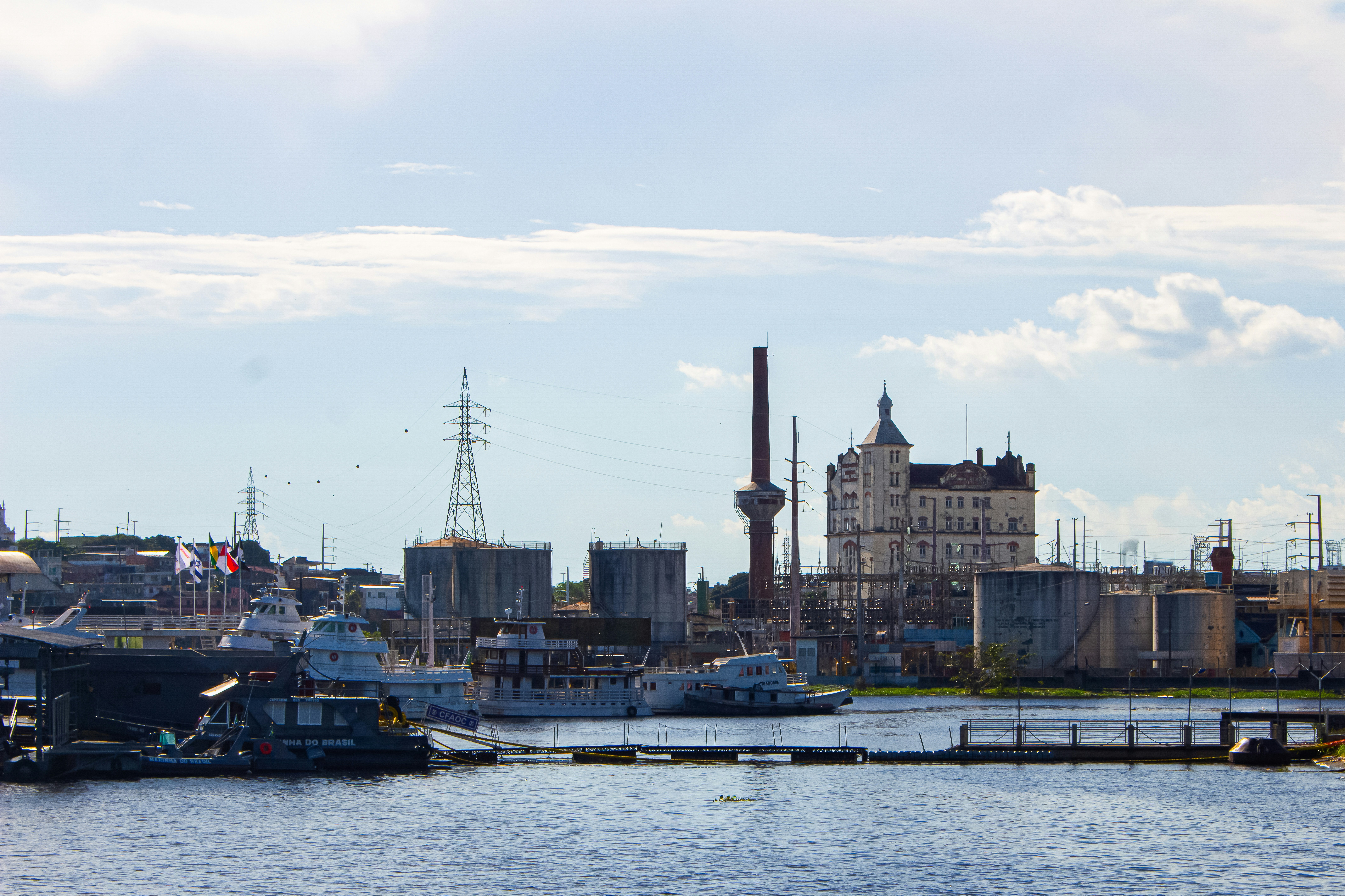 Industrial Harbor Silhouette Under a Calm Sky