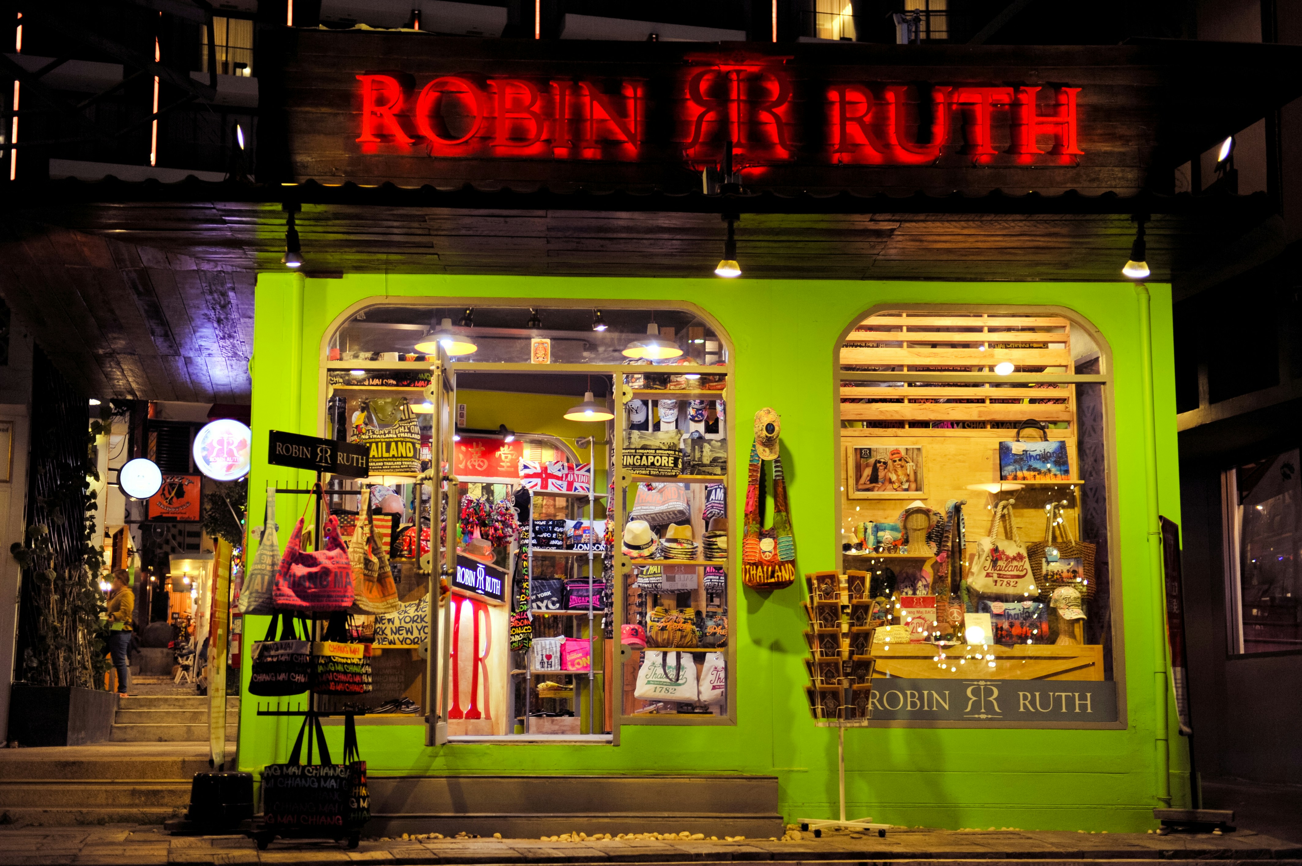 Neon Green Boutique Under Red Neon Signlight