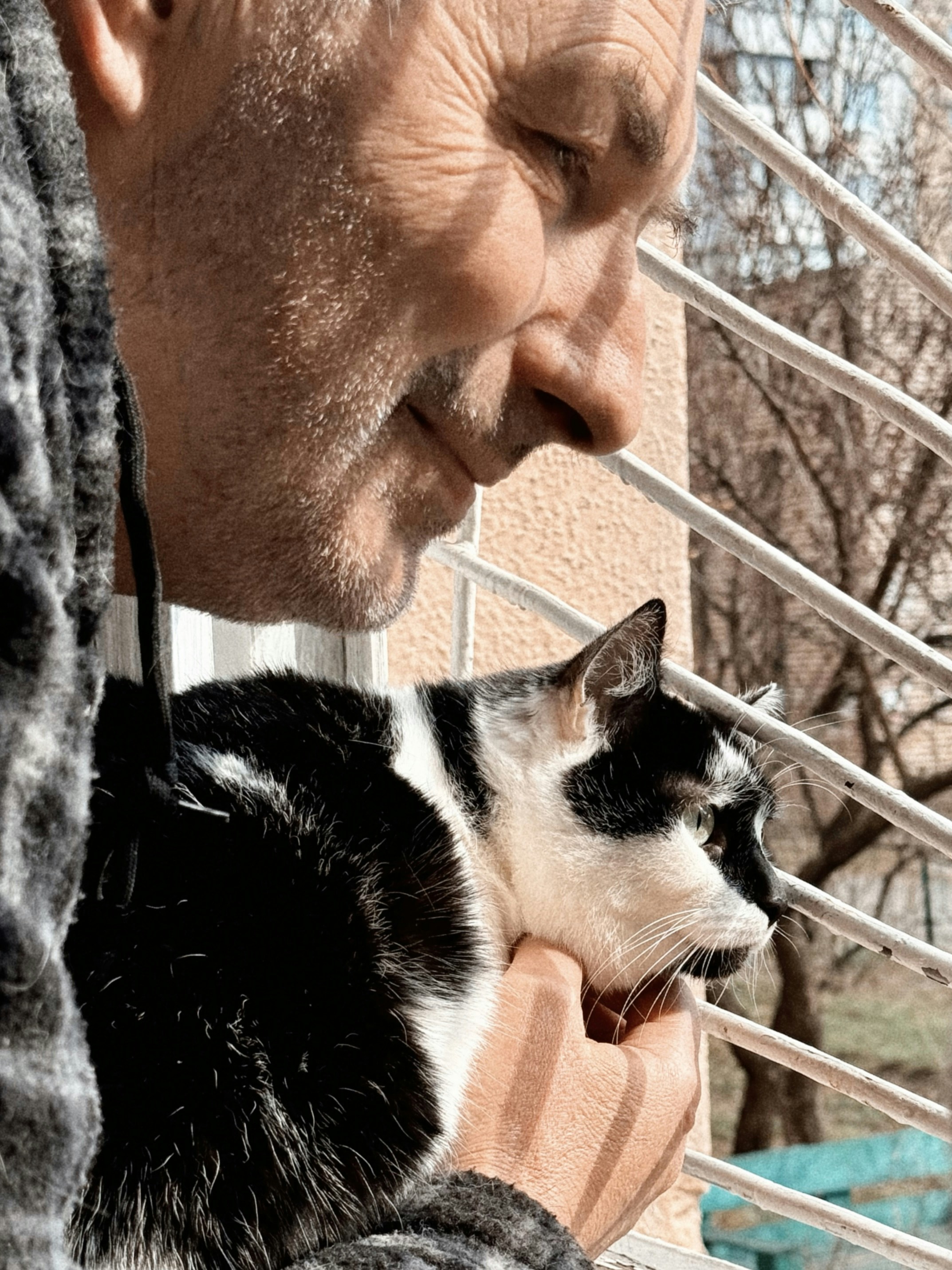 A Quiet Bond: Gentle Relief on a Balcony