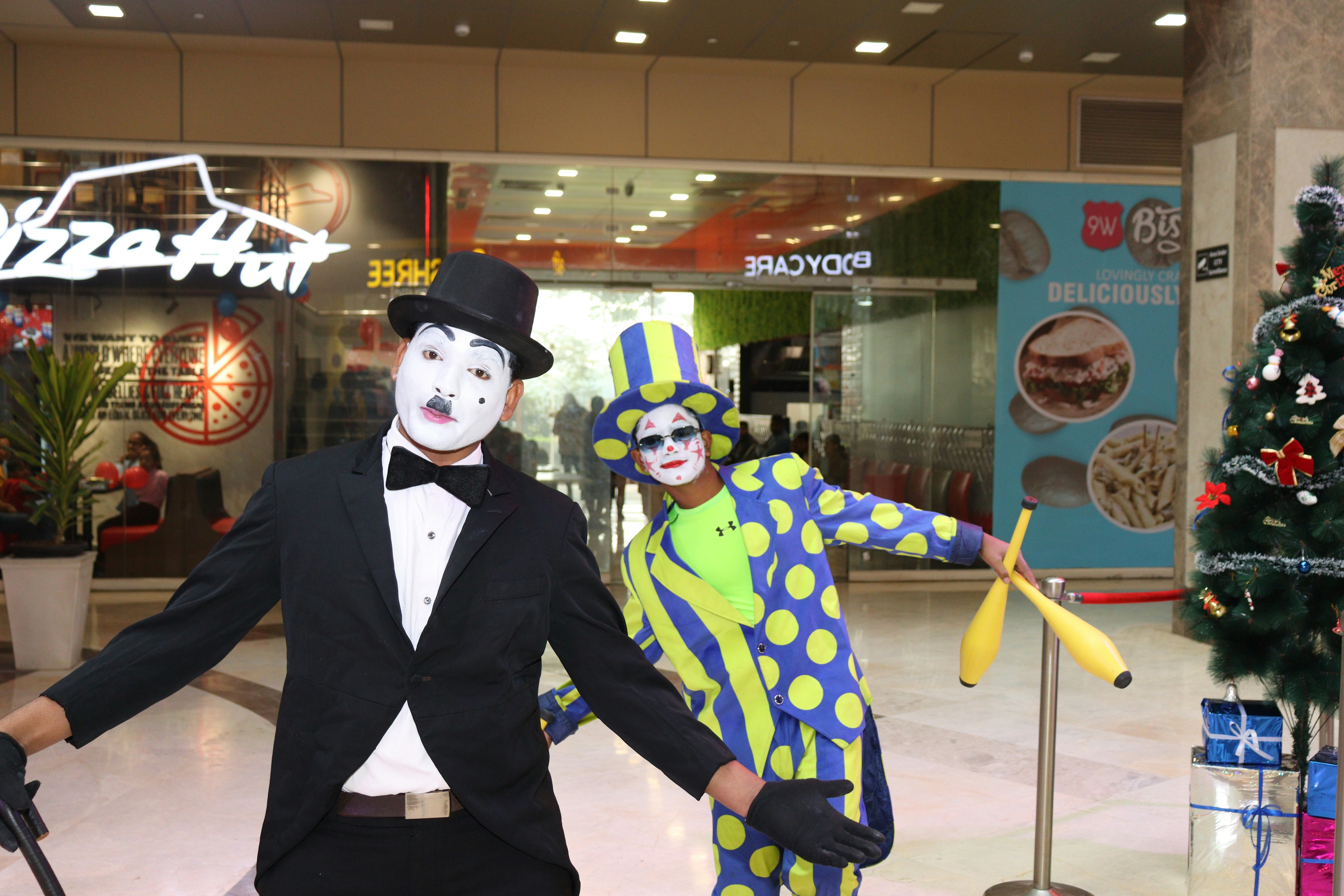 Mime Duo in a Box of Color at the Mall