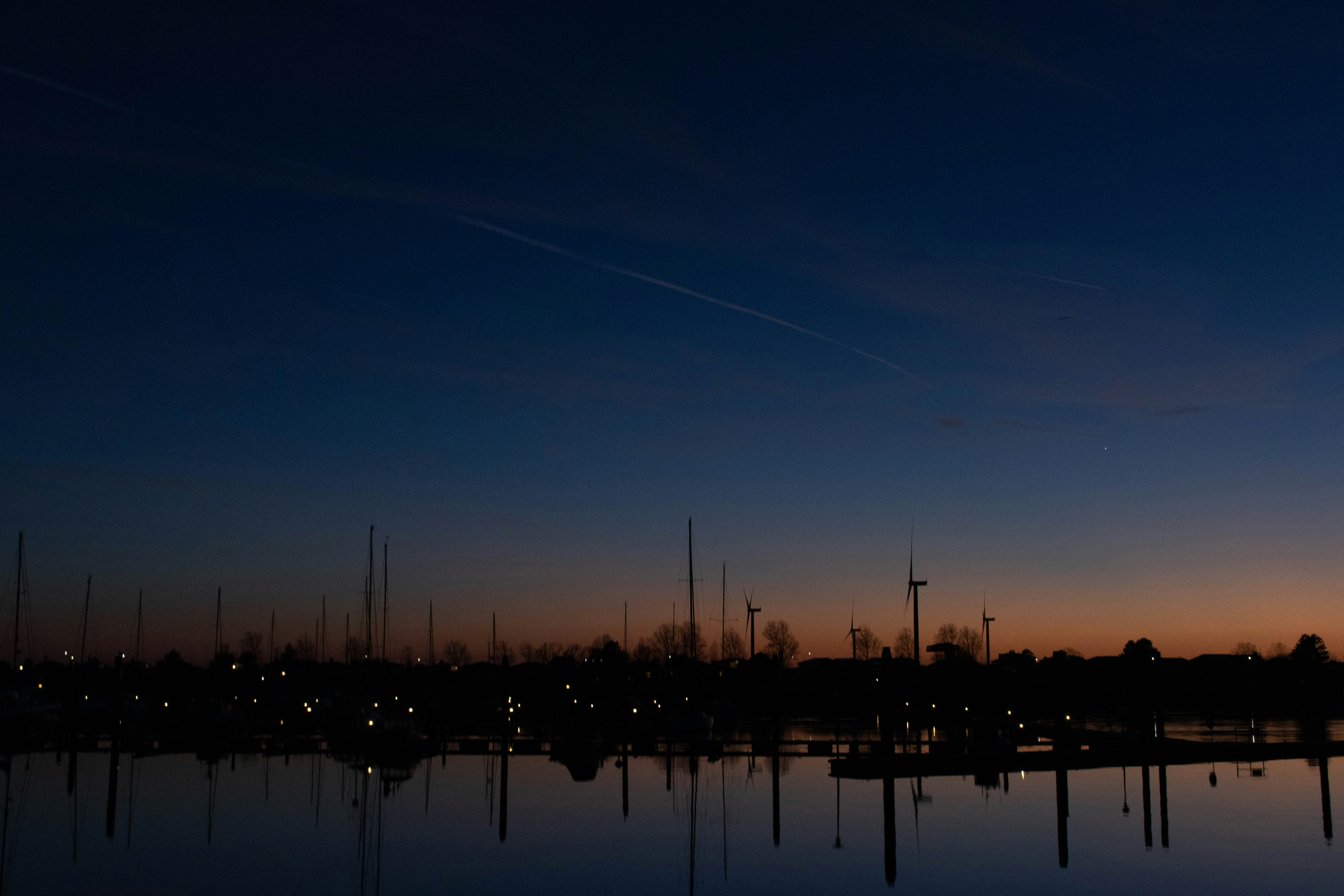 Dusk Hafen: Still Silhouettes and Reflections on Quiet Water