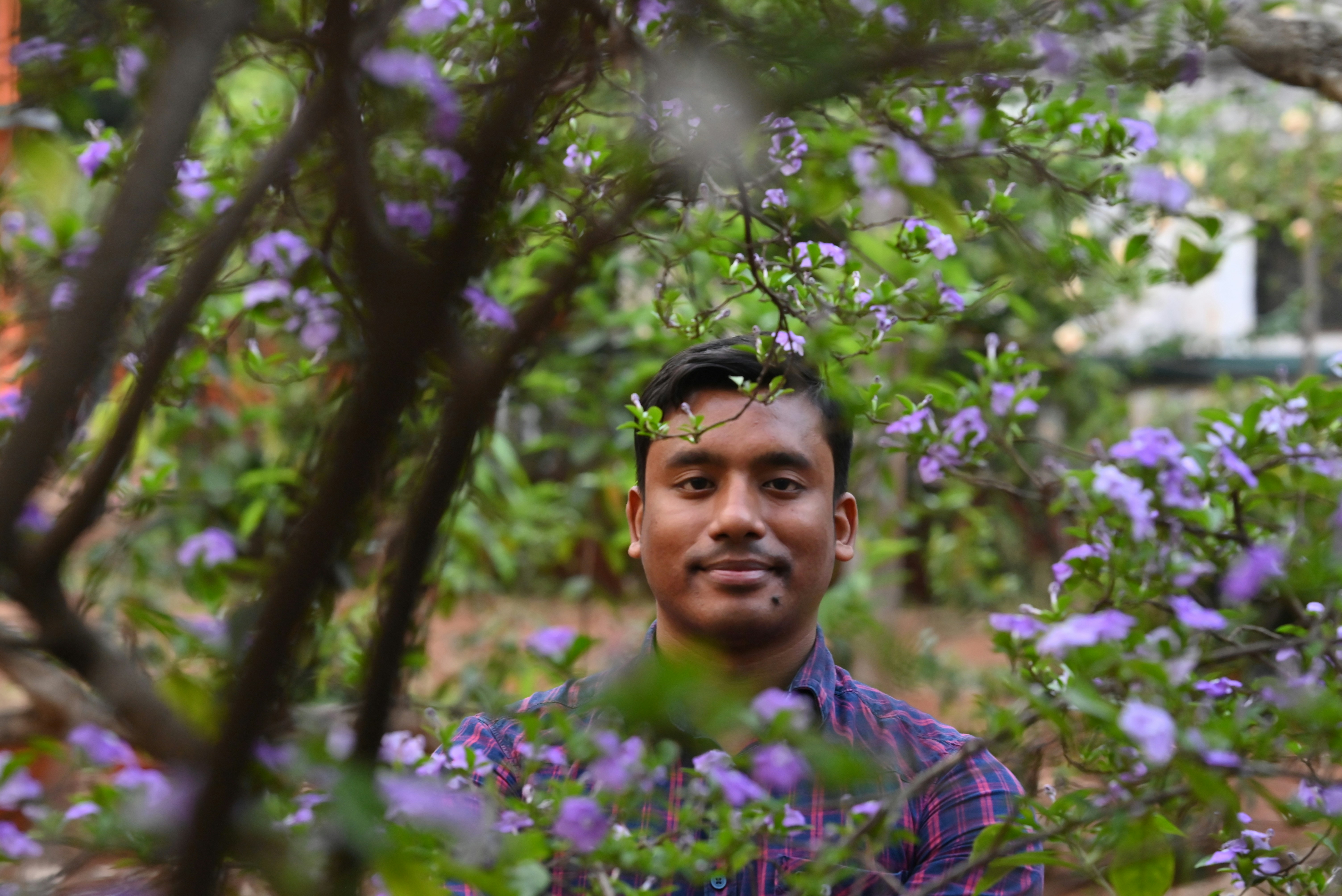 Hidden Portrait: A Gentle Smile Emerges from Spring Blooms