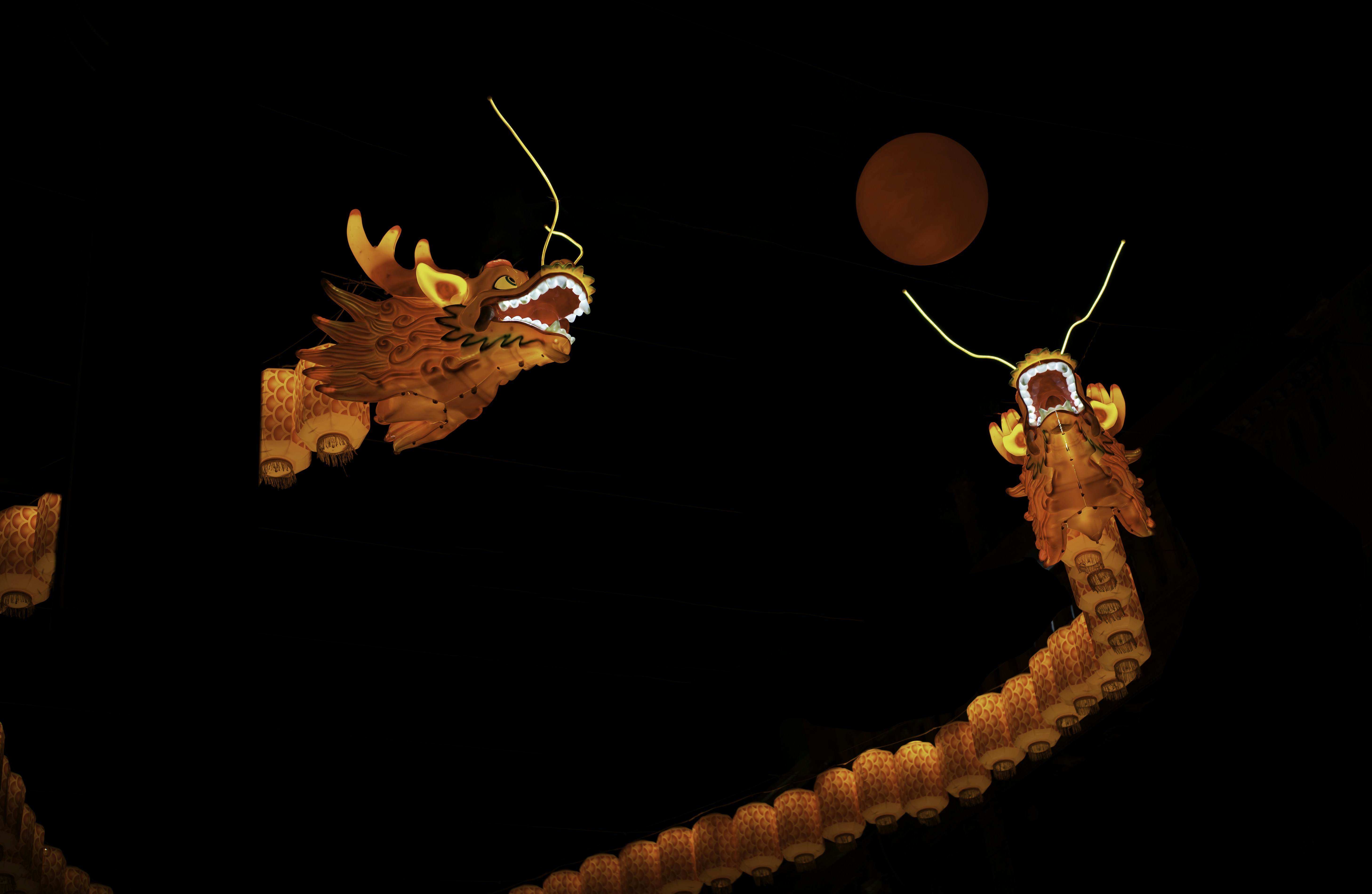 Dragon Lanterns in Flight over a Night Festival