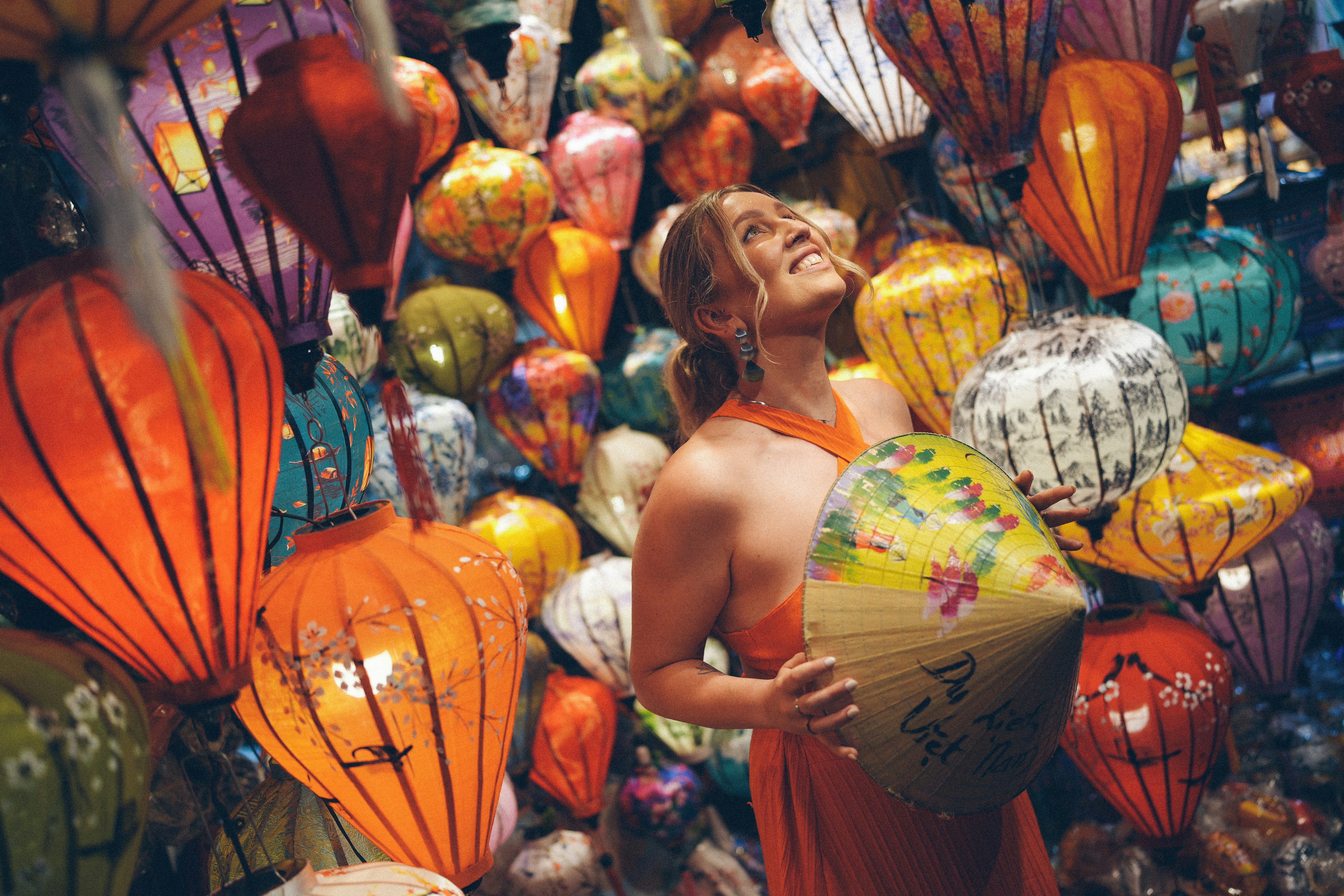 Lanterns of Joy: A Moment among Colorful Orbs