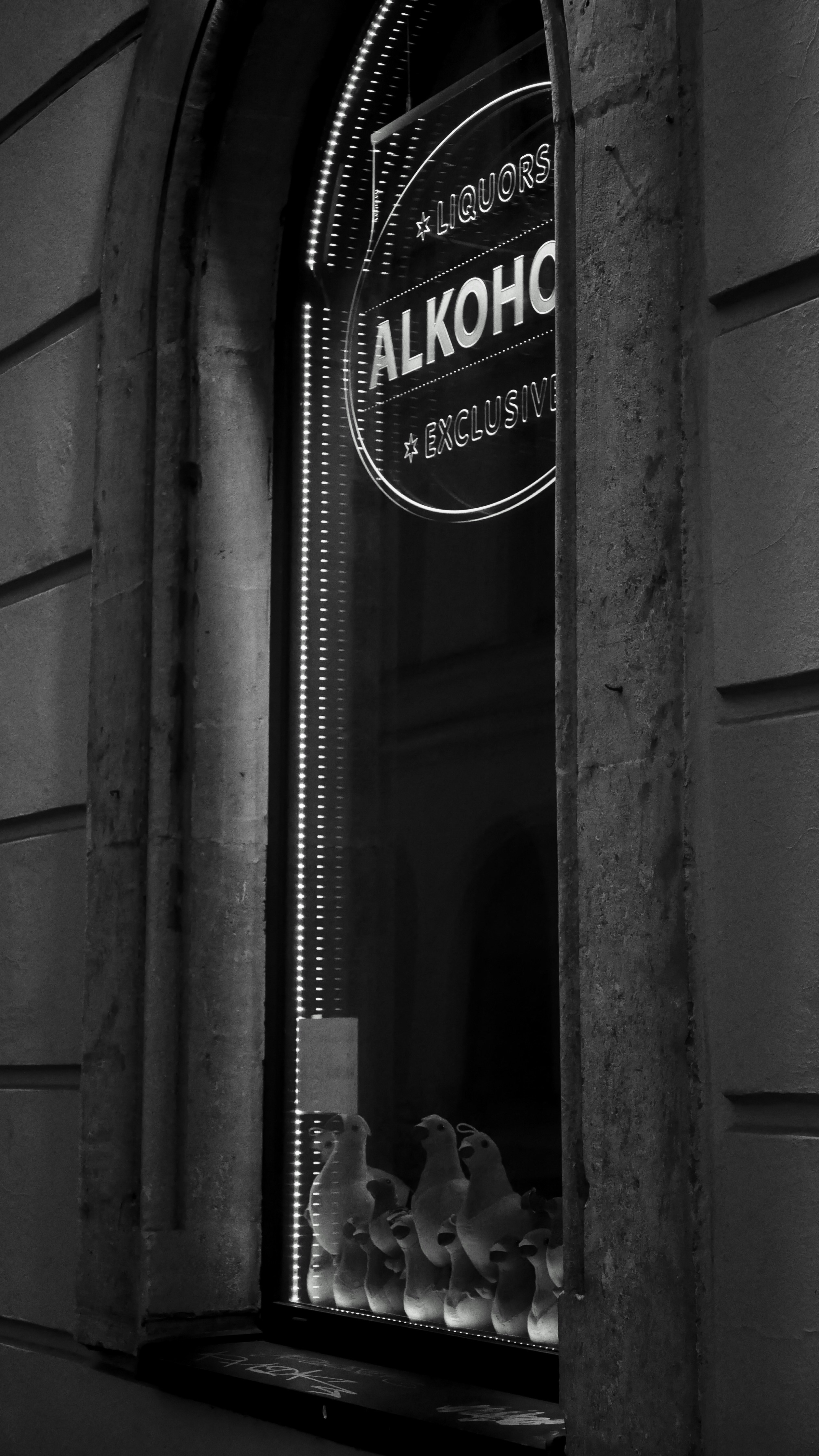 Neon-glow Alley: A Ghost of Spirits in a Window