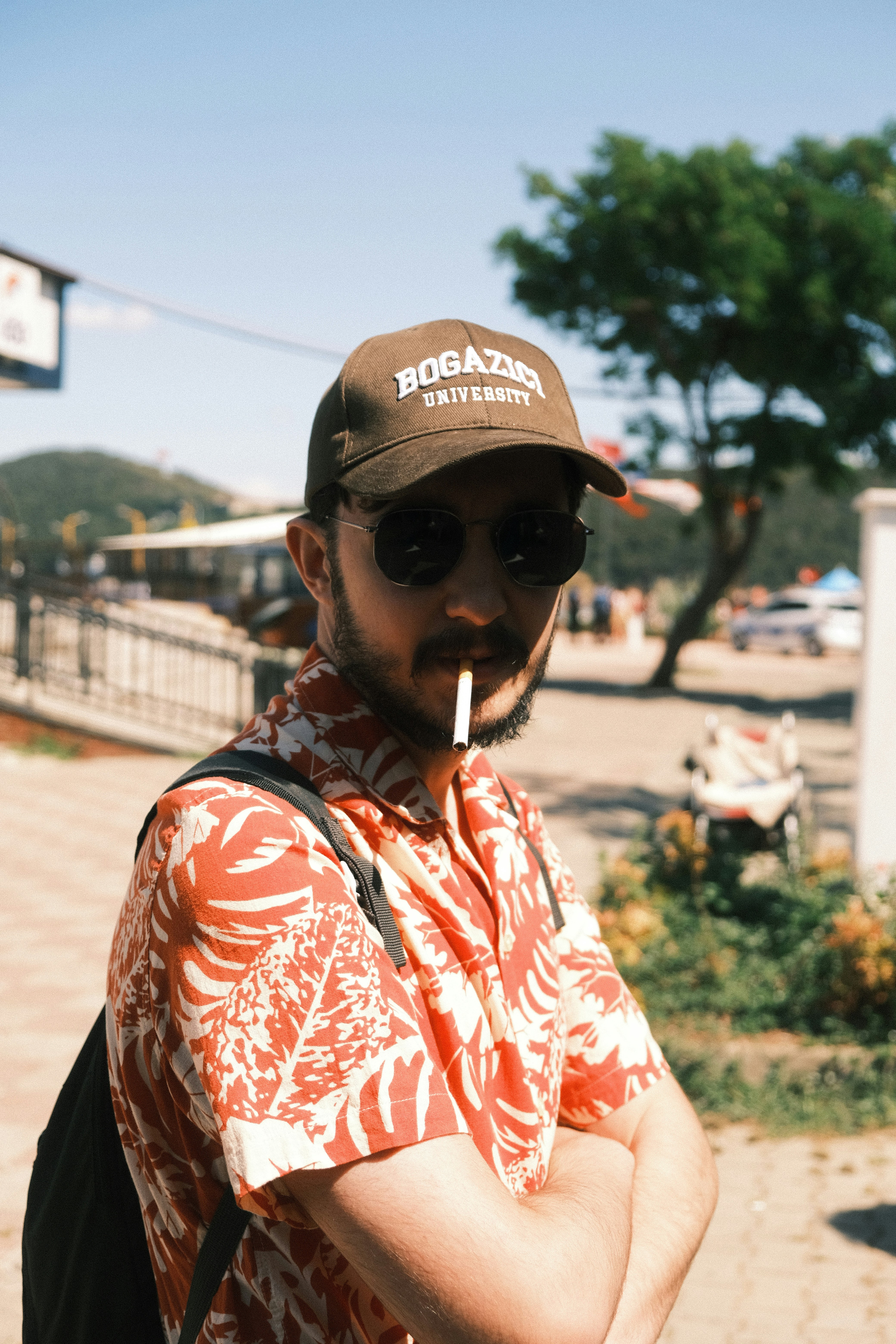 Sunlit Stranger in a Coral Leaf Shirt