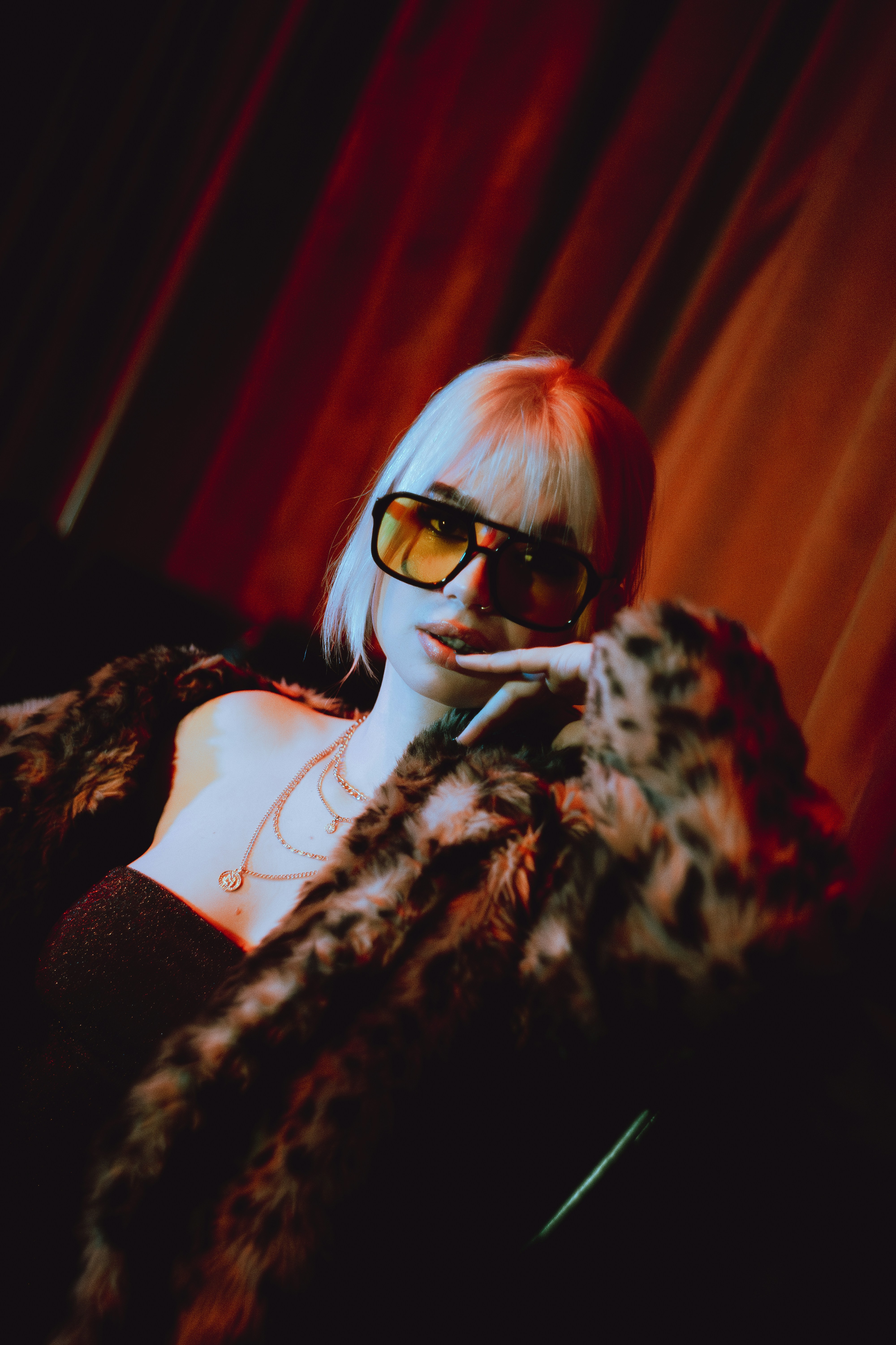 Neon Noir: Blonde Muse in Velvet Smoke