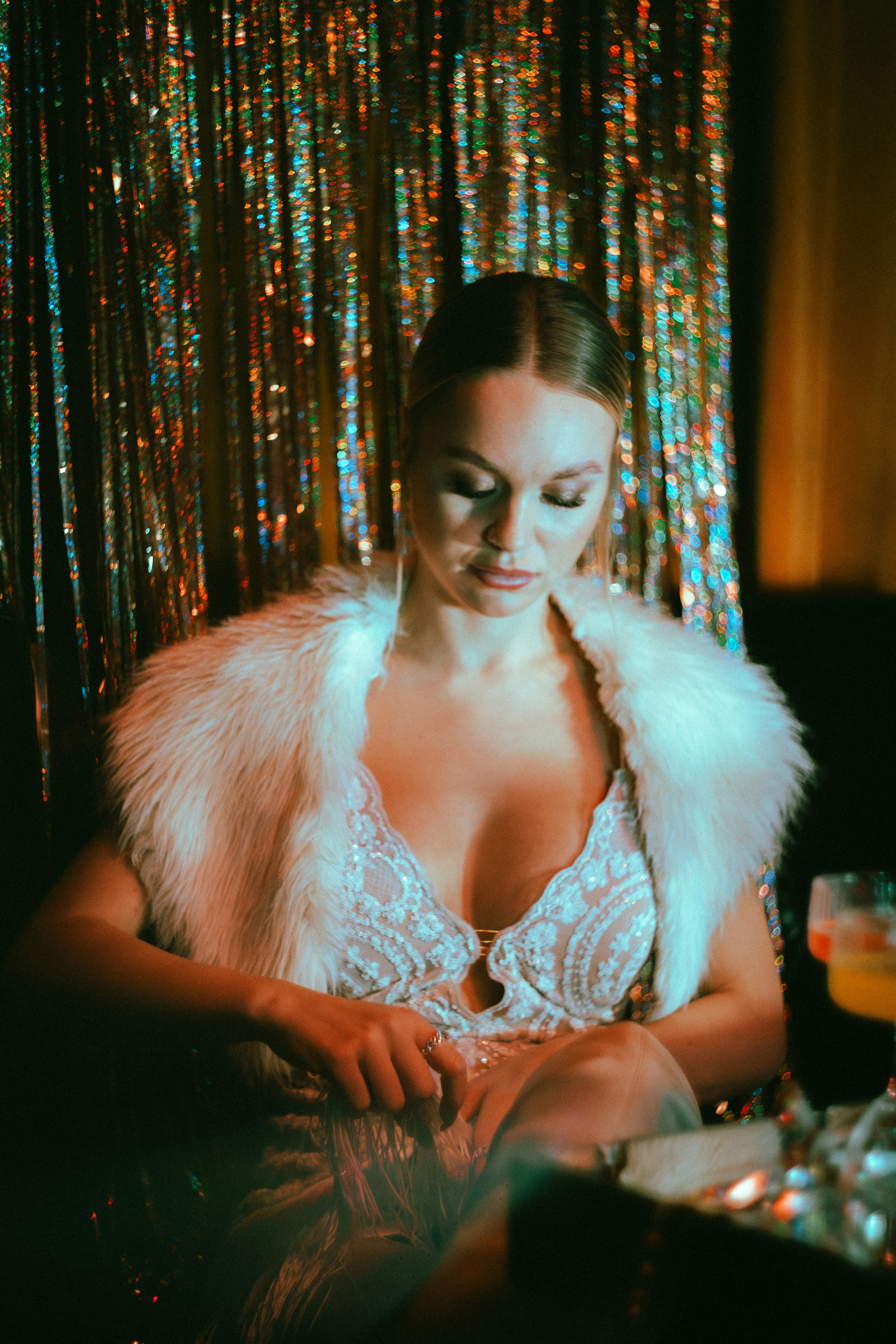 Midnight Glam: Velvet Lights and Frosted Fur