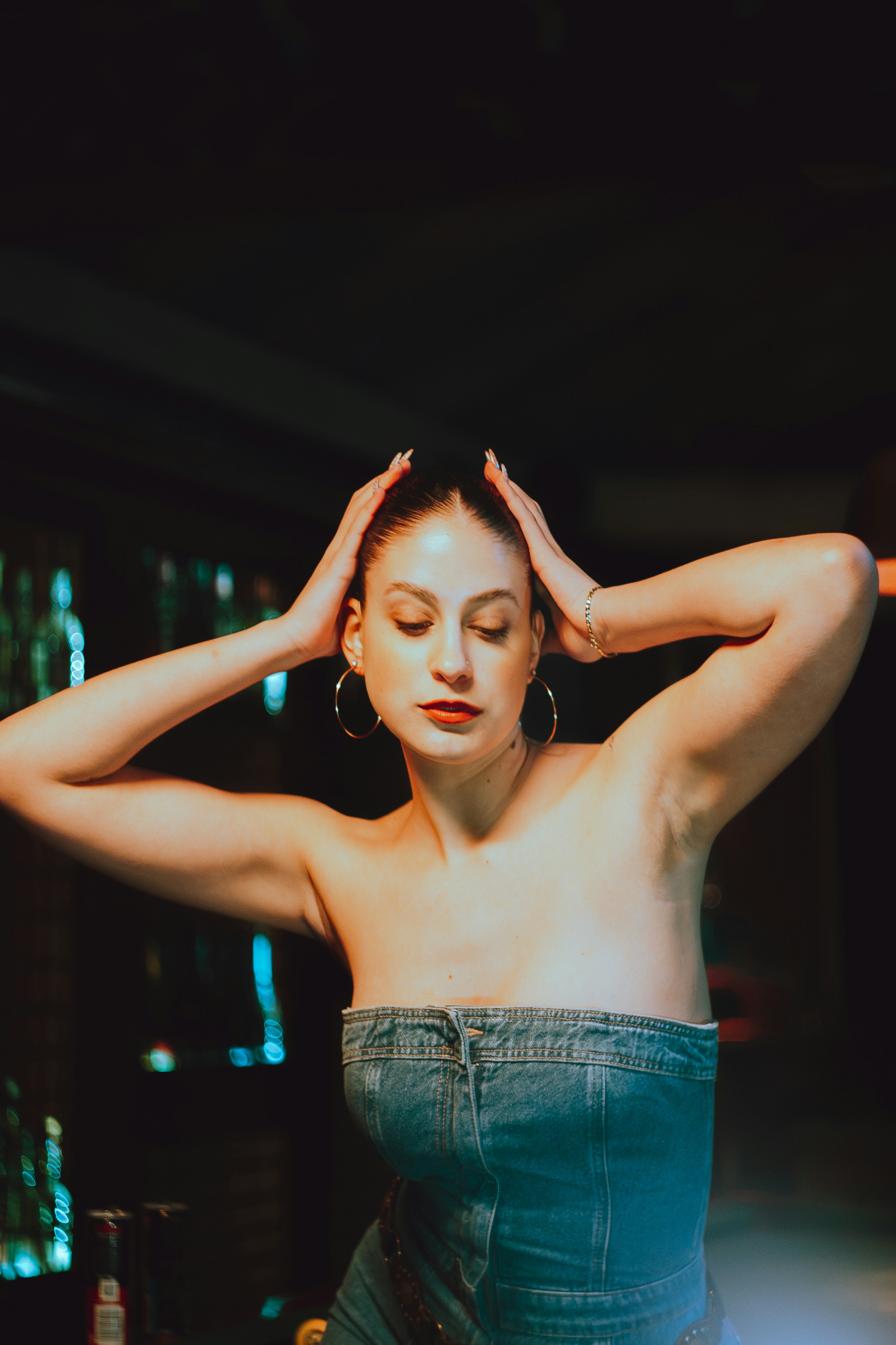 Bold Simplicity: Portrait in Neon-Soft Night