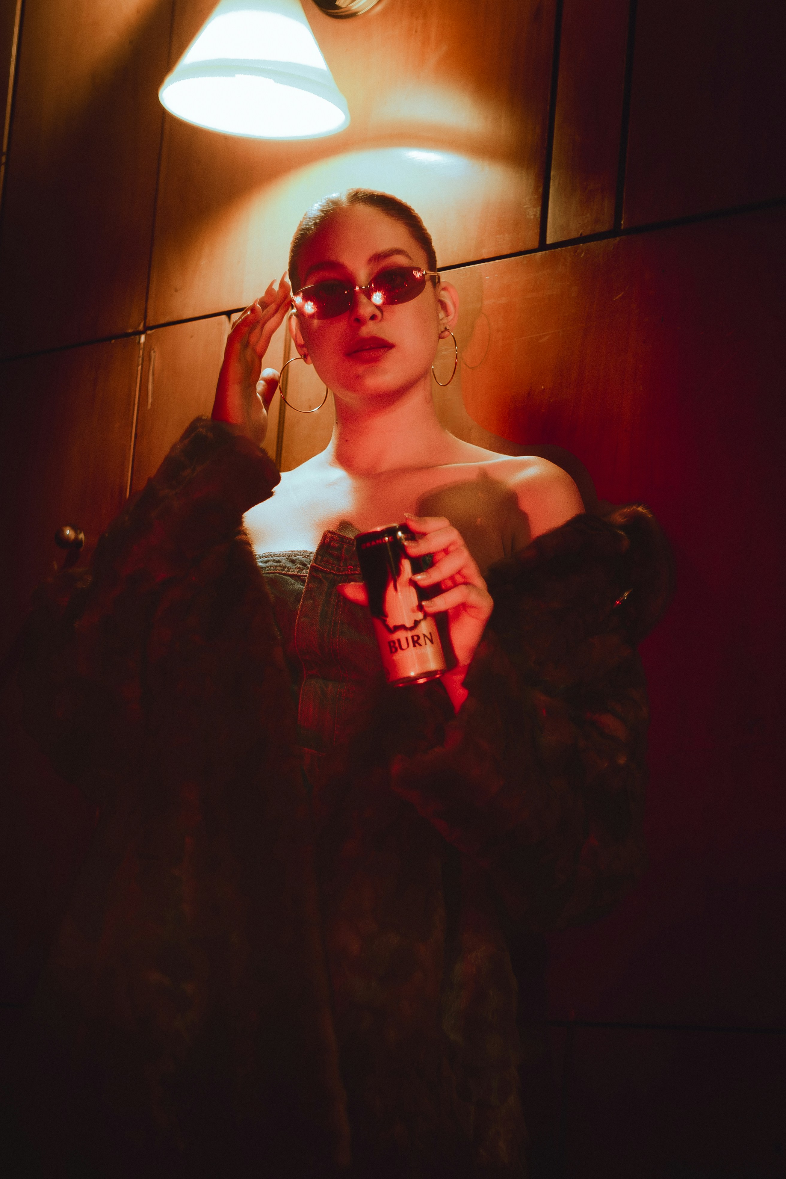 Midnight Glow: Velvet Coat and Neon Brew