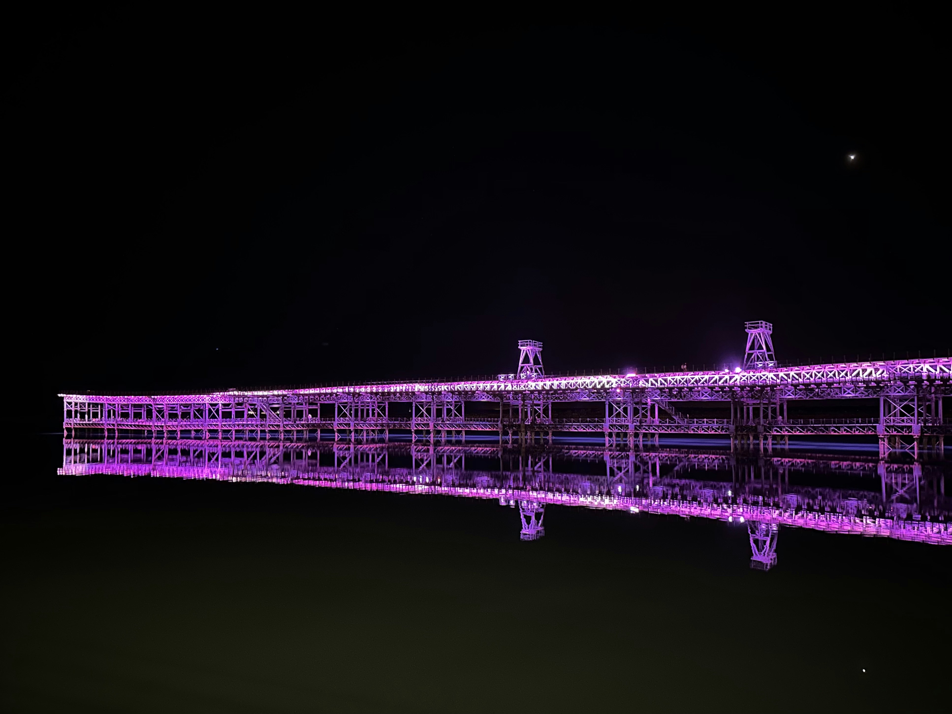 Neon Bridge in Twilight: A Quiet Reflection