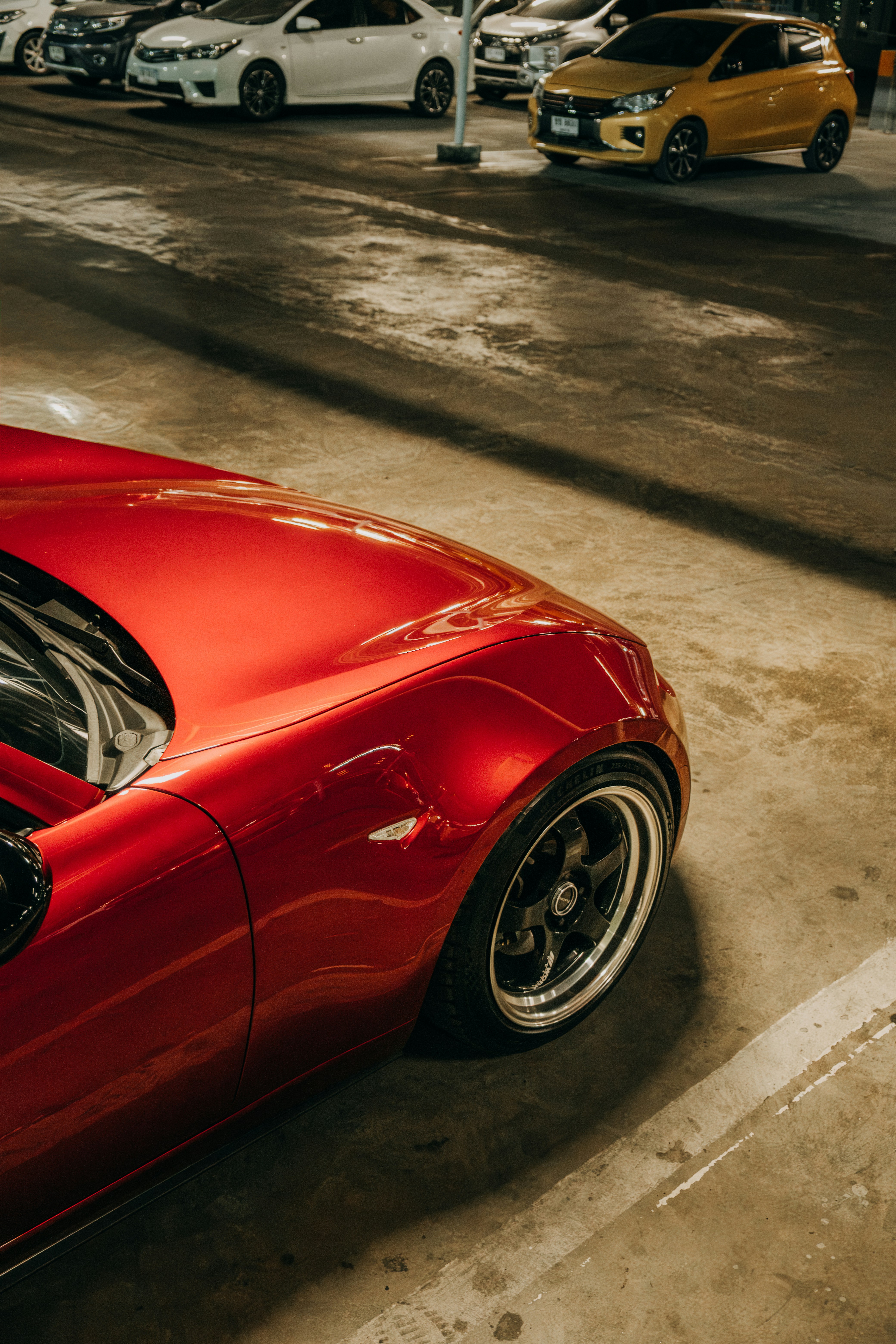Red Curves: A Low-Angle Glimpse of the Parked Power