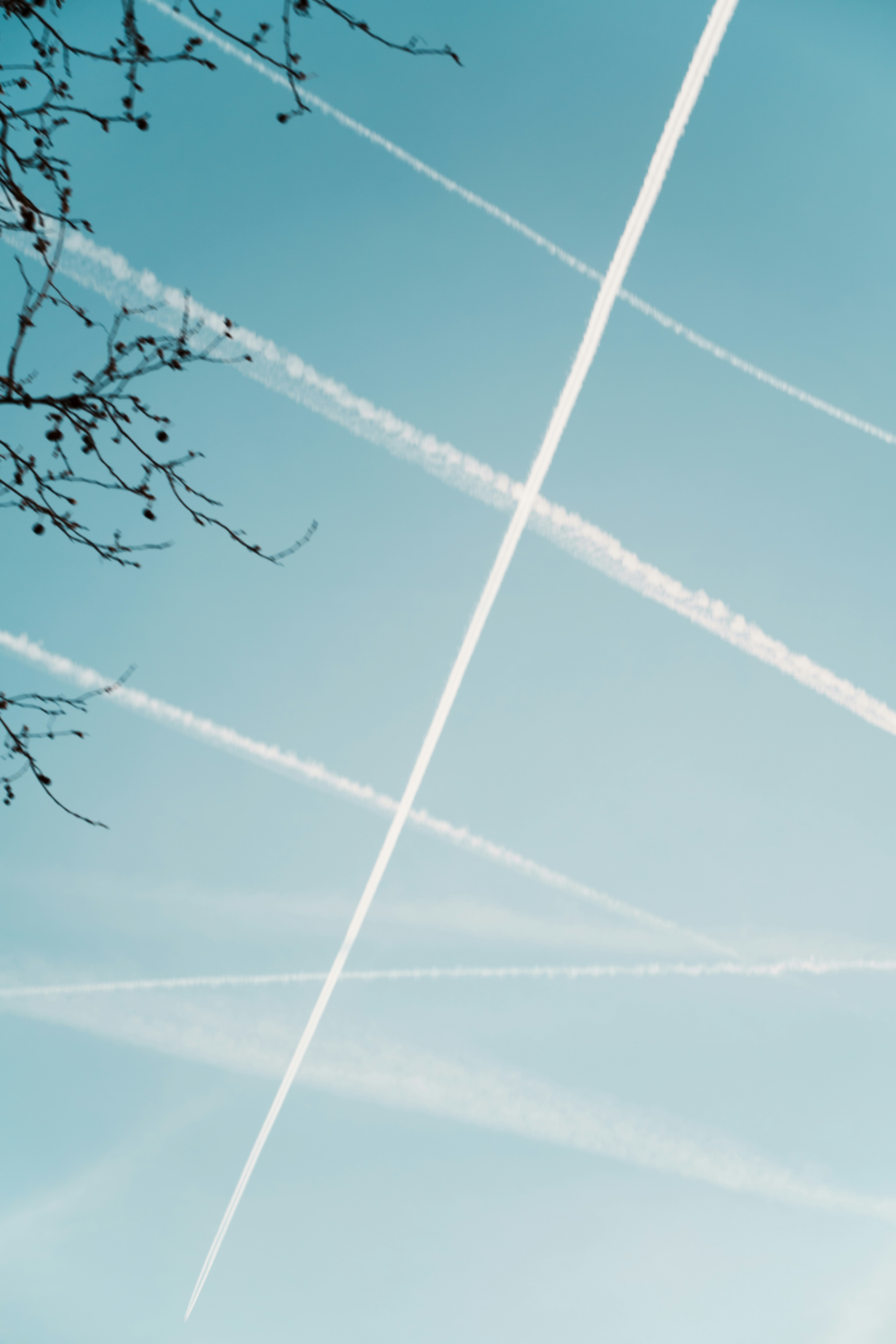 Parallel Trails Across a Clear Sky