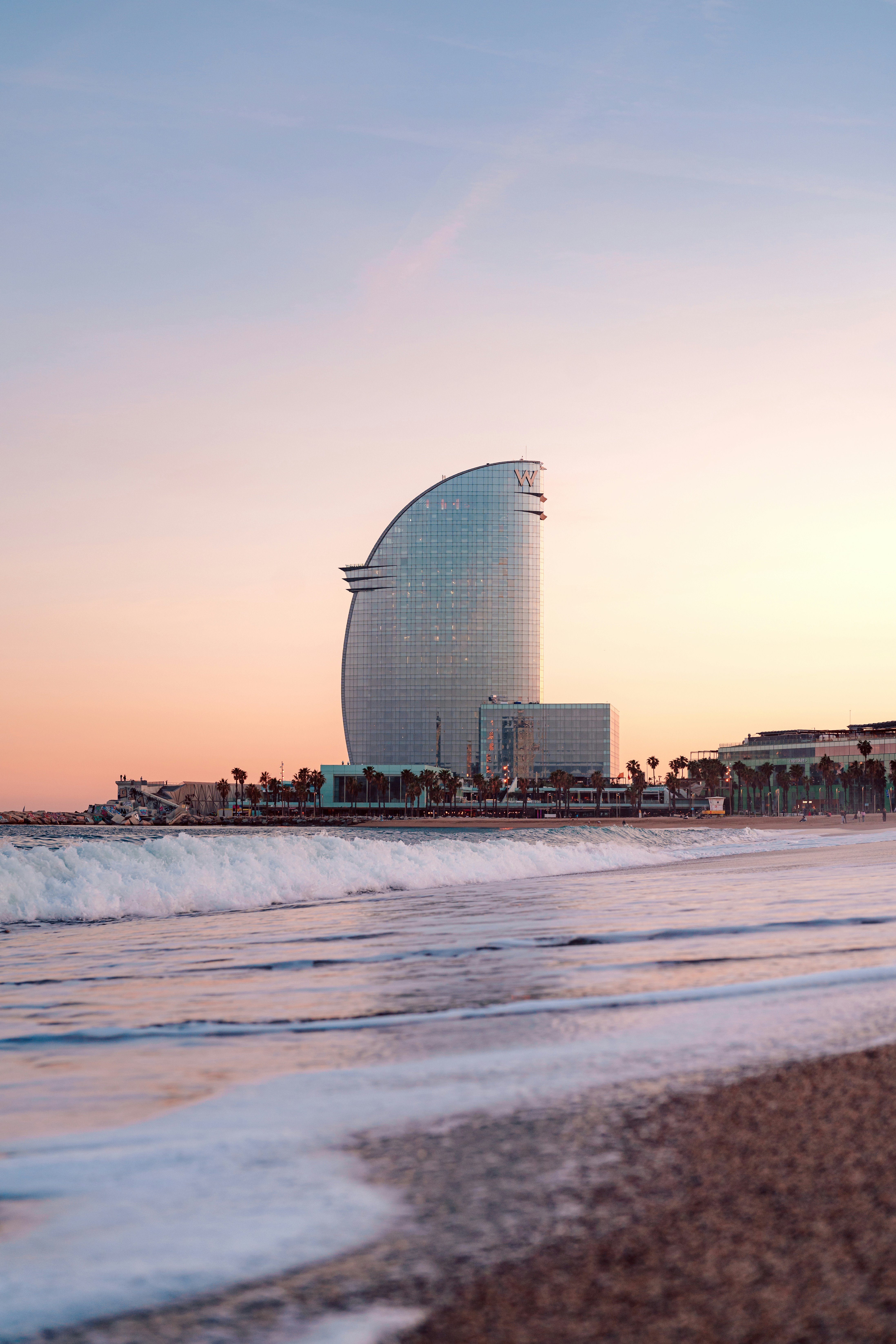 Sunset over the Coastline: The W-shaped Marina Cityscape