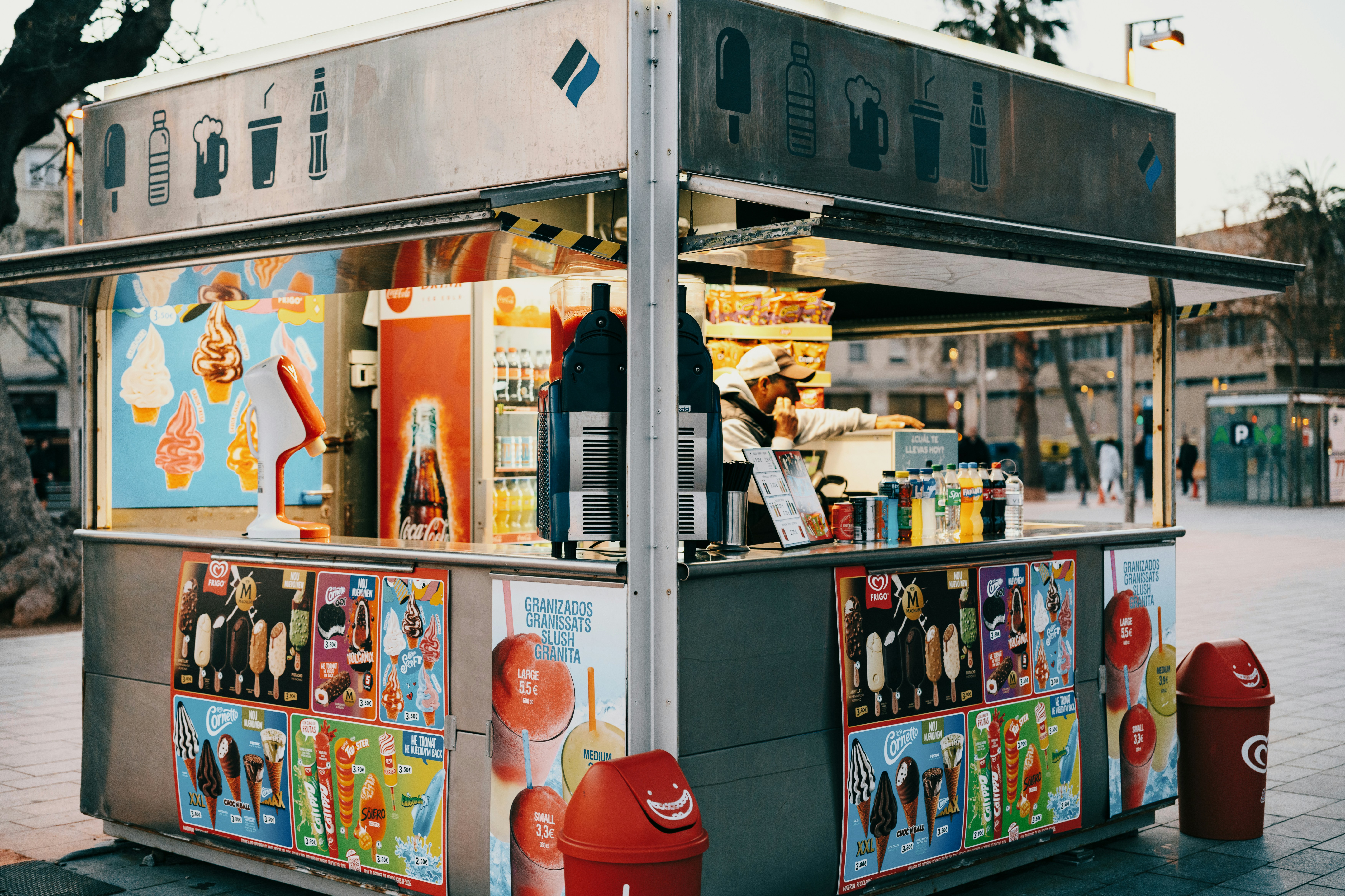 Bright Snack Stand in the City Square