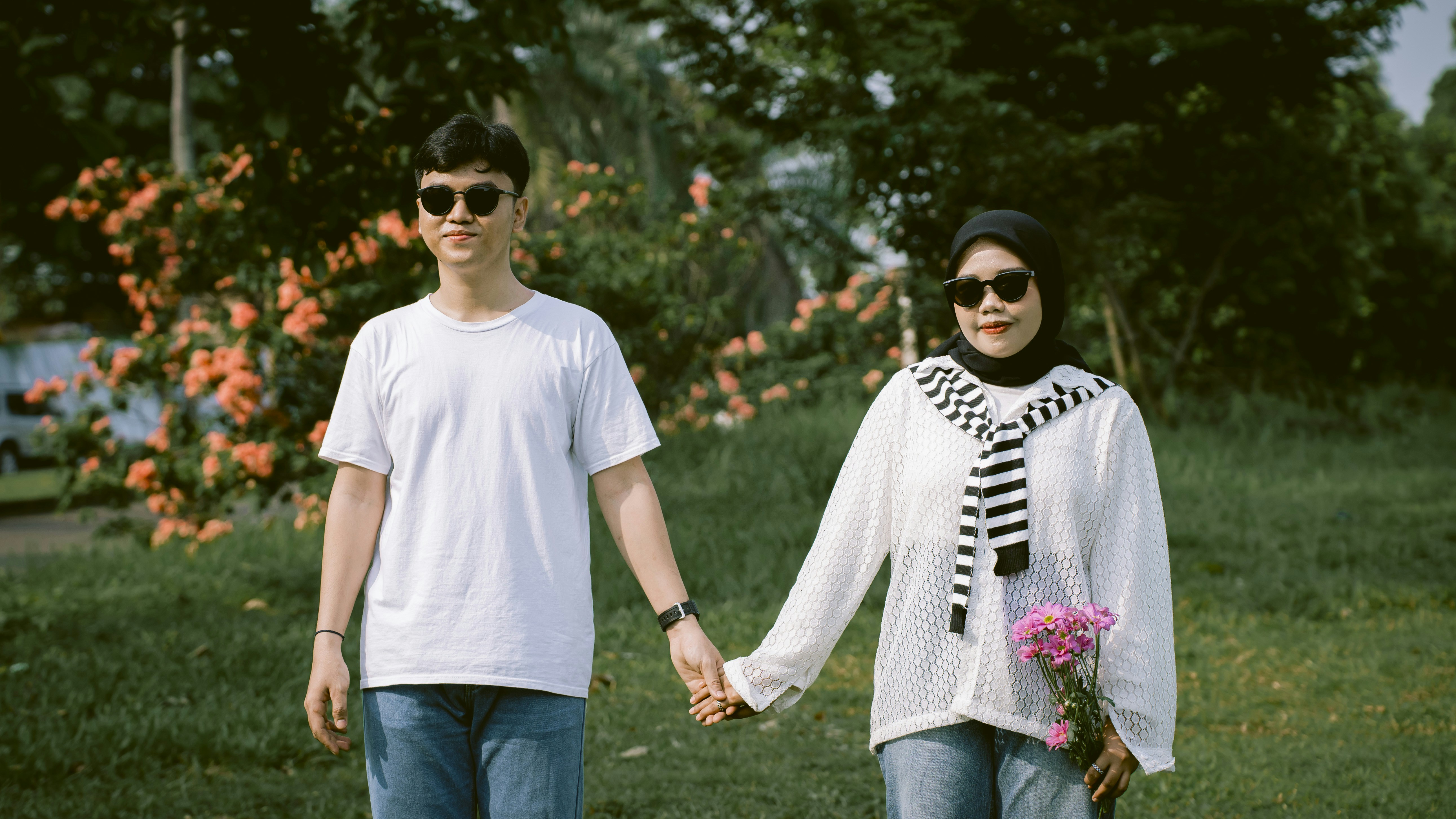 Holding Hands in a Sunlit Park