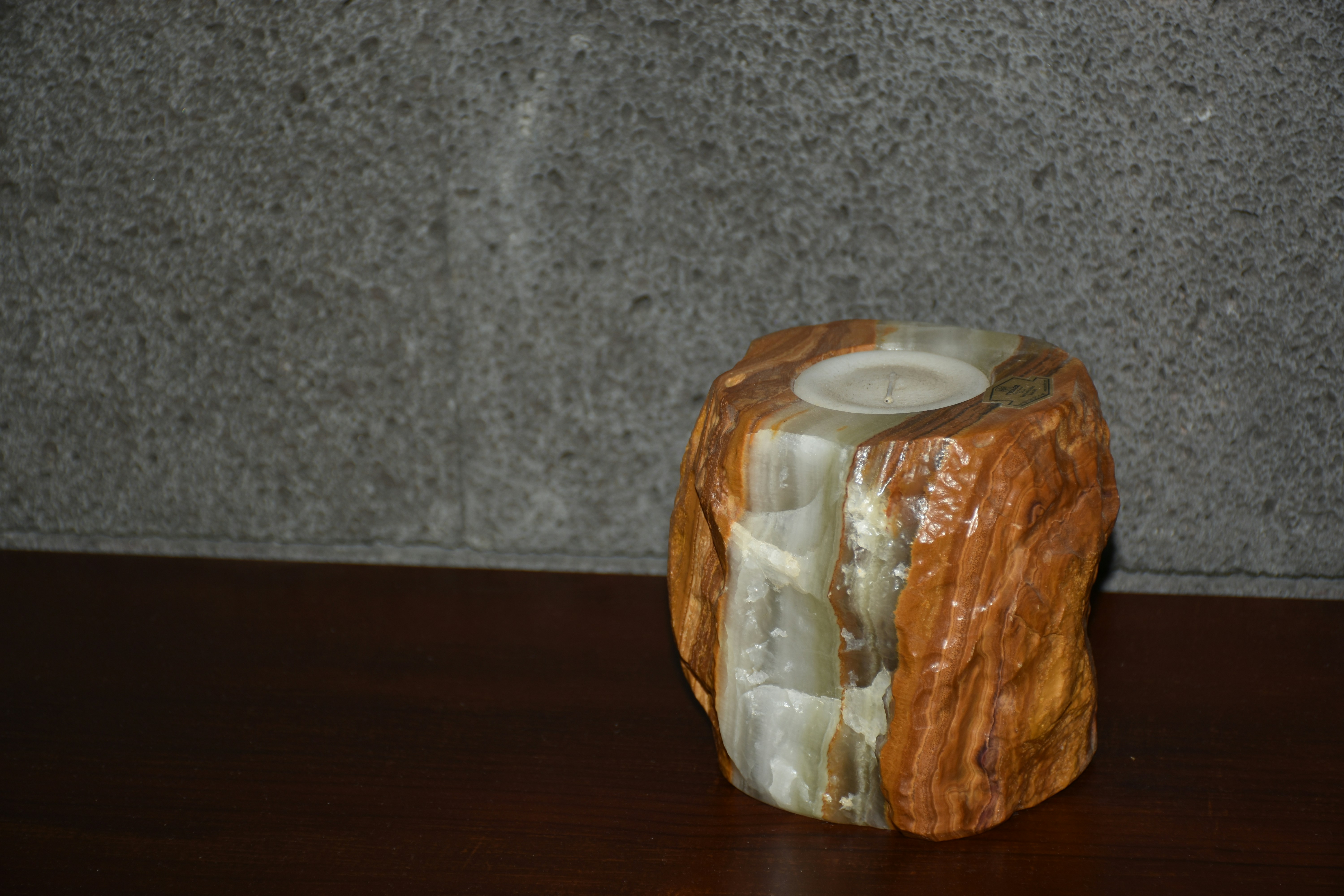 Candle Vessel of Marble and Wood Shroud