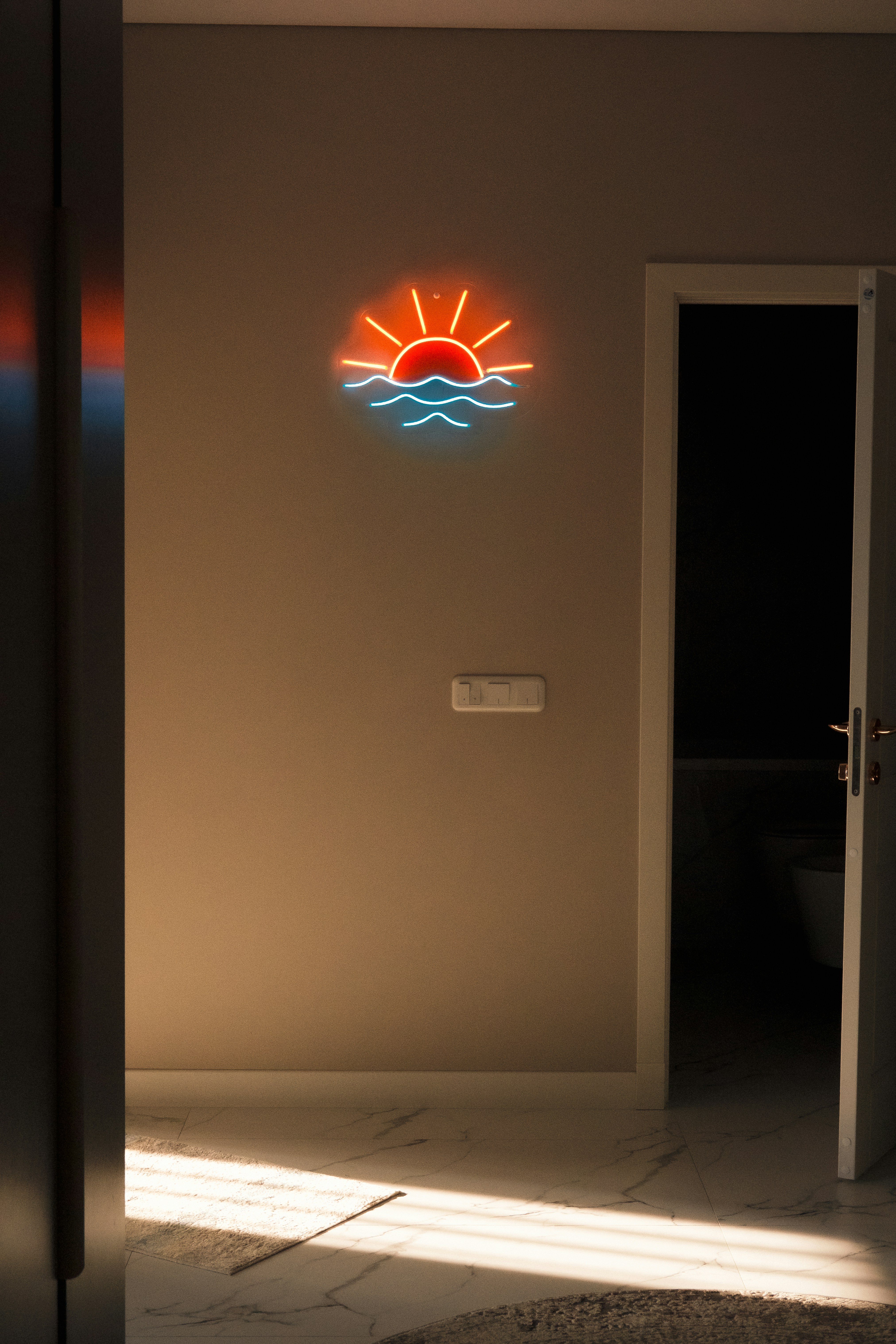 Neon Sunset over Quiet Hall