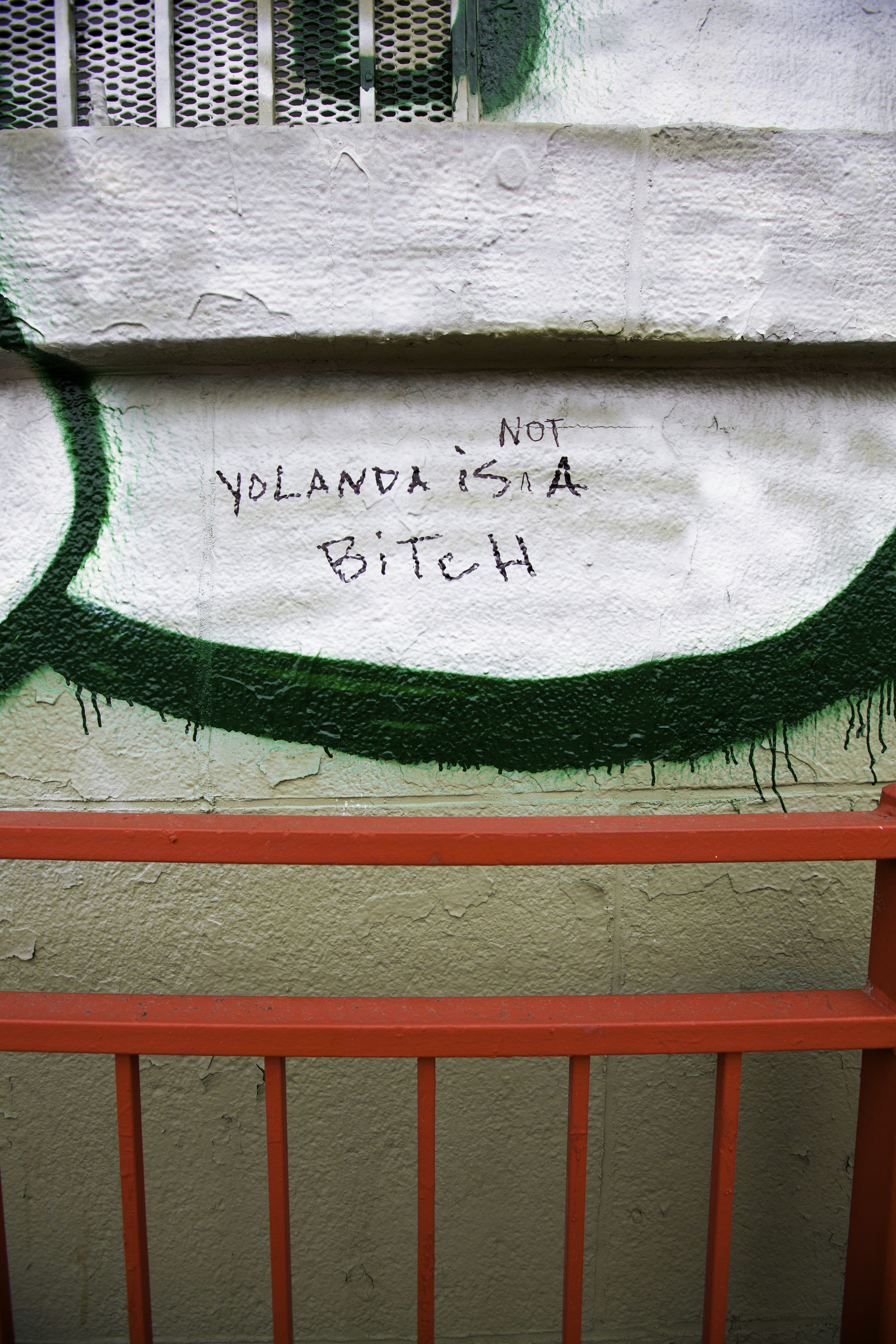 Graffiti Graze: Not Yolandaisama Bit EH on a Crimson Rail