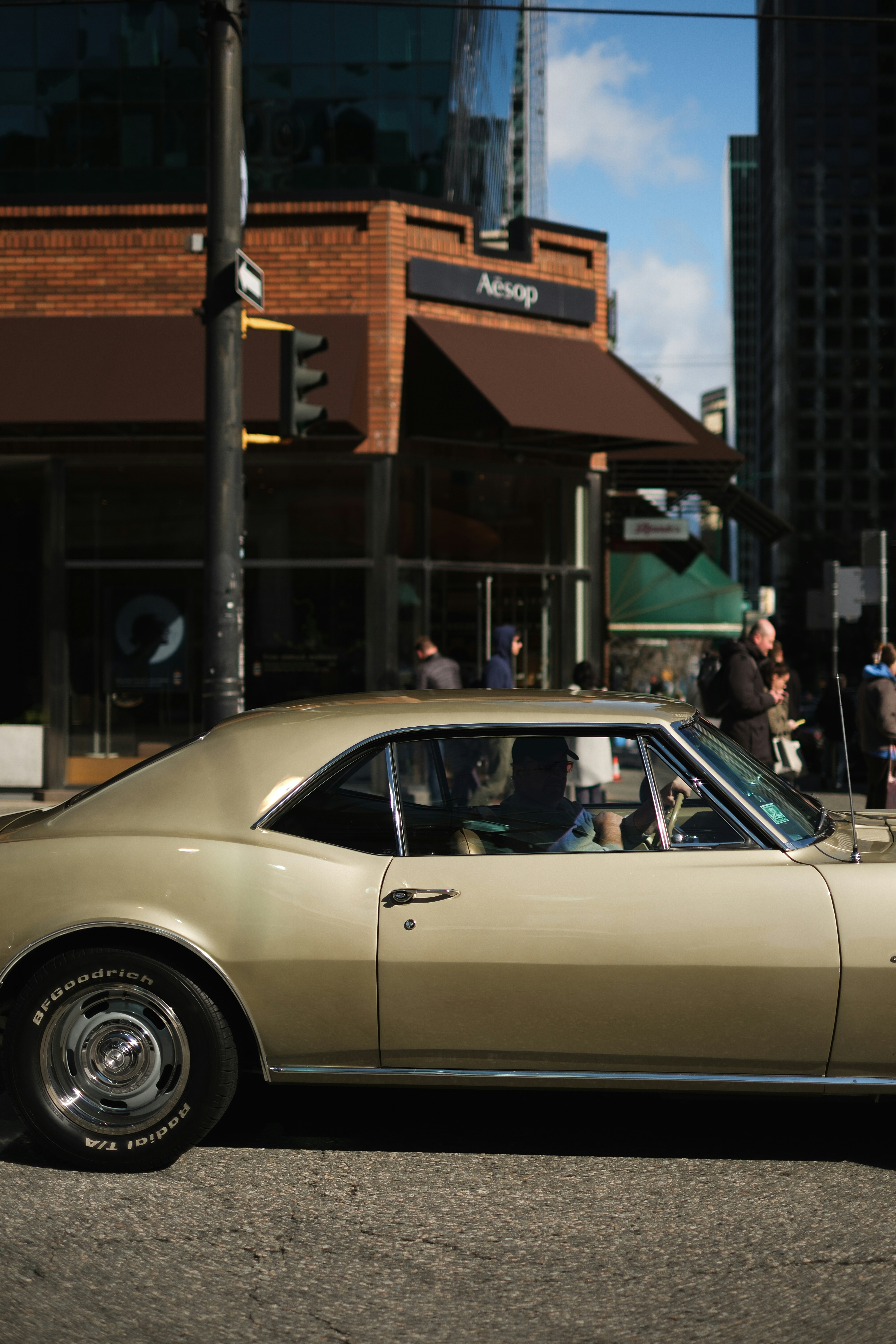 Golden Classic on a City Street