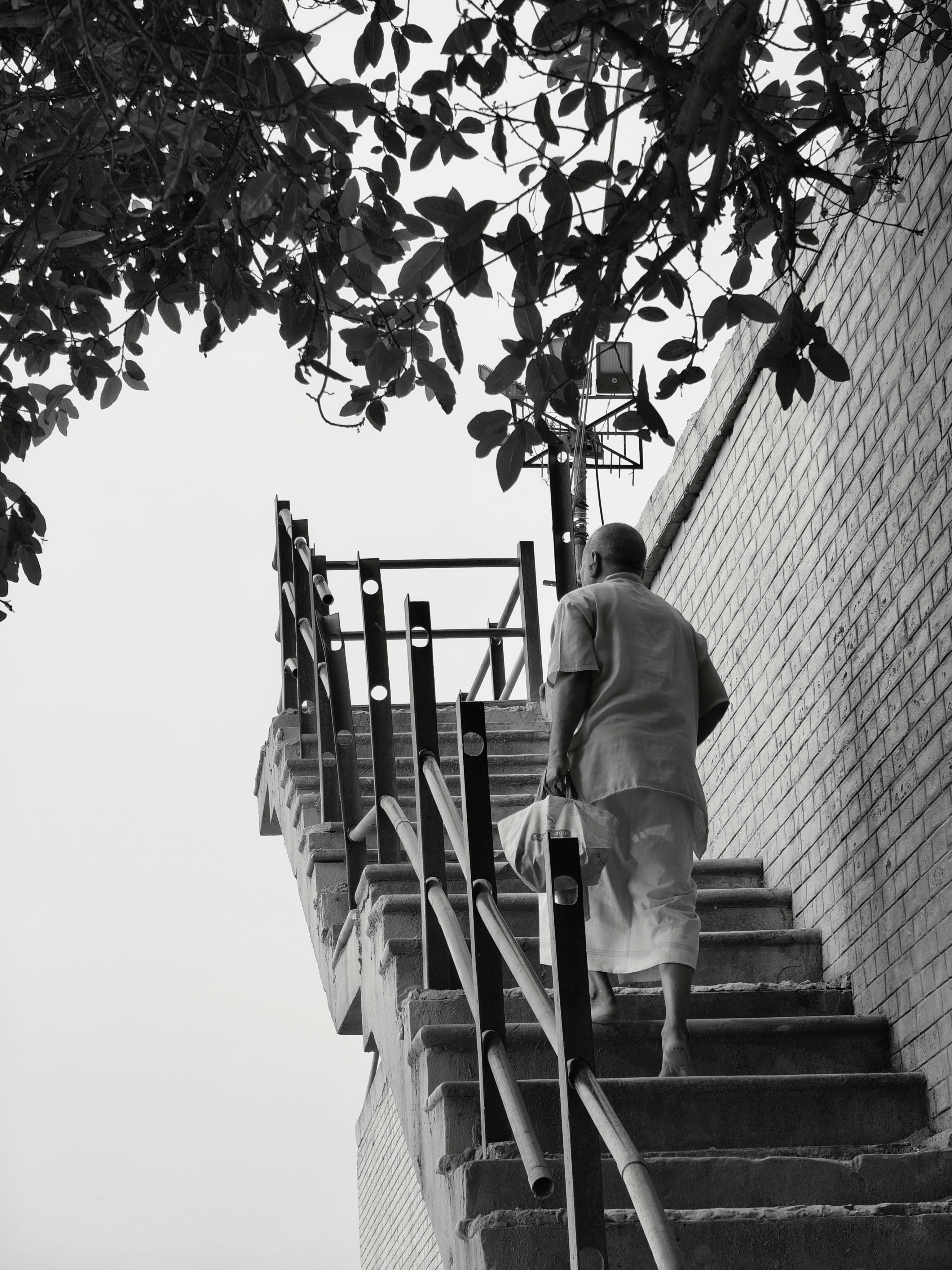 Ascend by Stairs: A Quiet Moment Up the Brick Wall
