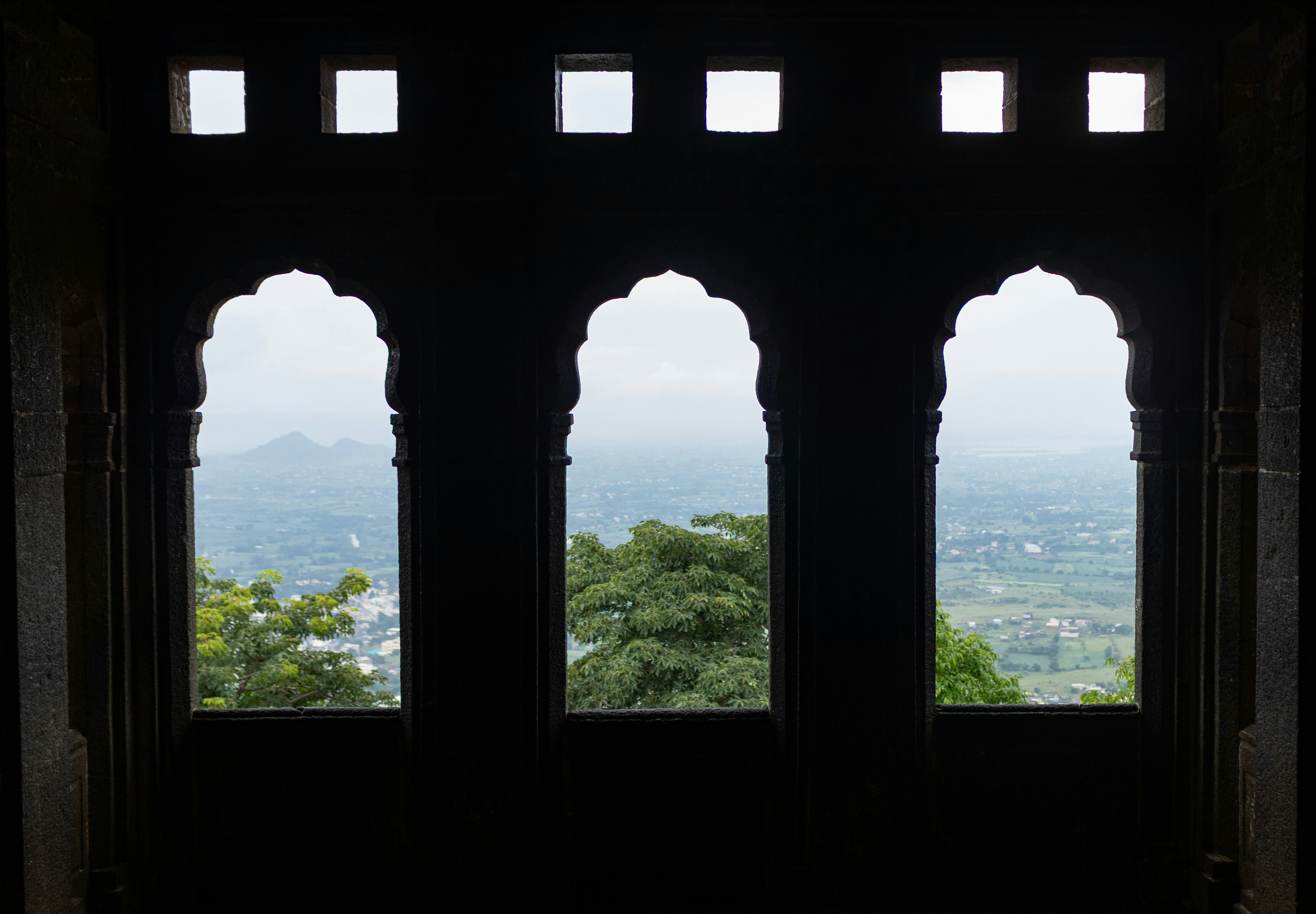 Garden Arches Framing a Distant Valley