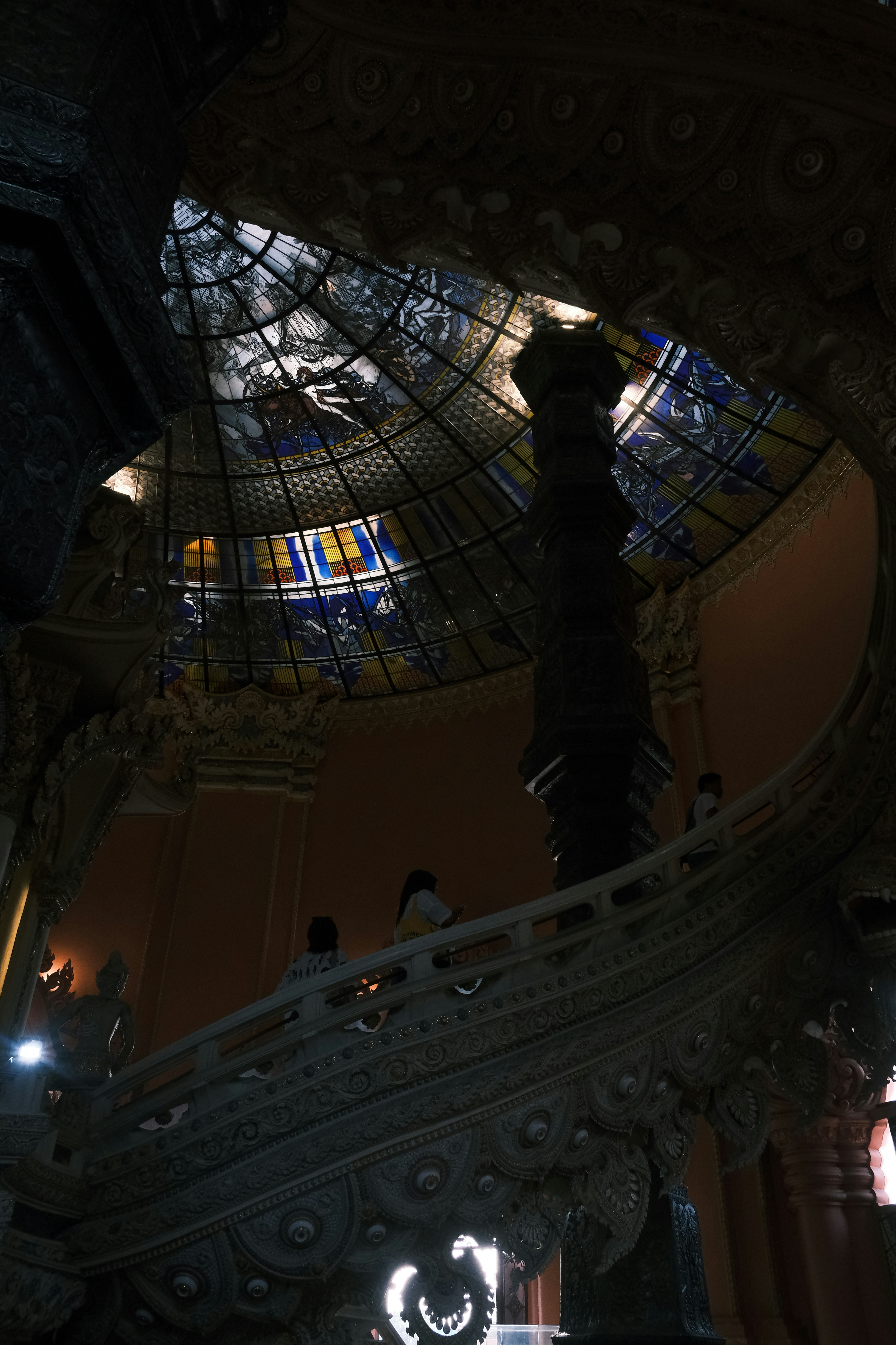 Staircase through the stained-glass Dome