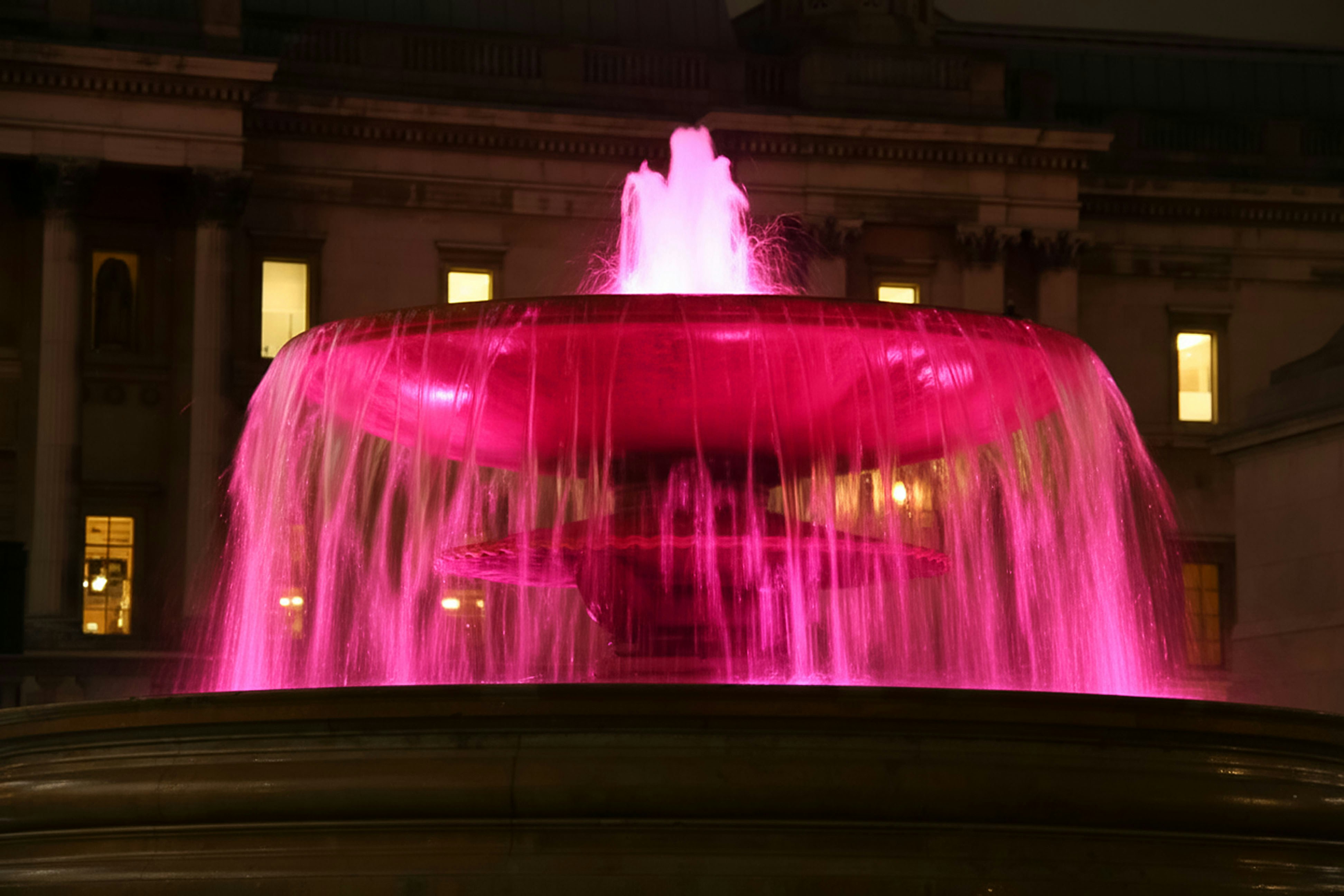 Neon Cascade: Alicia Pink at the City Fountain