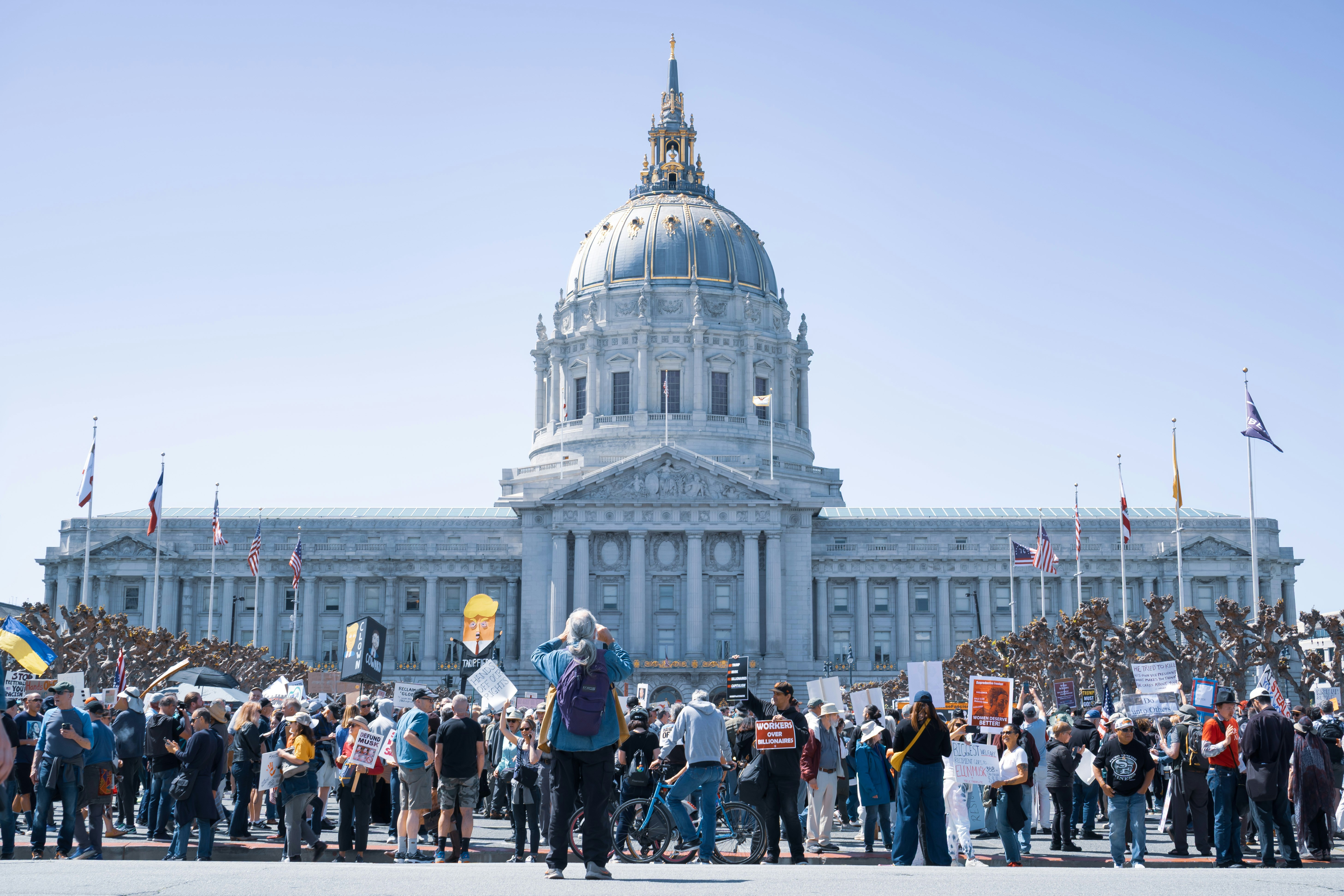 Stately Capitol Steps: A Crowd Gathers Before the San Francisco City Hall