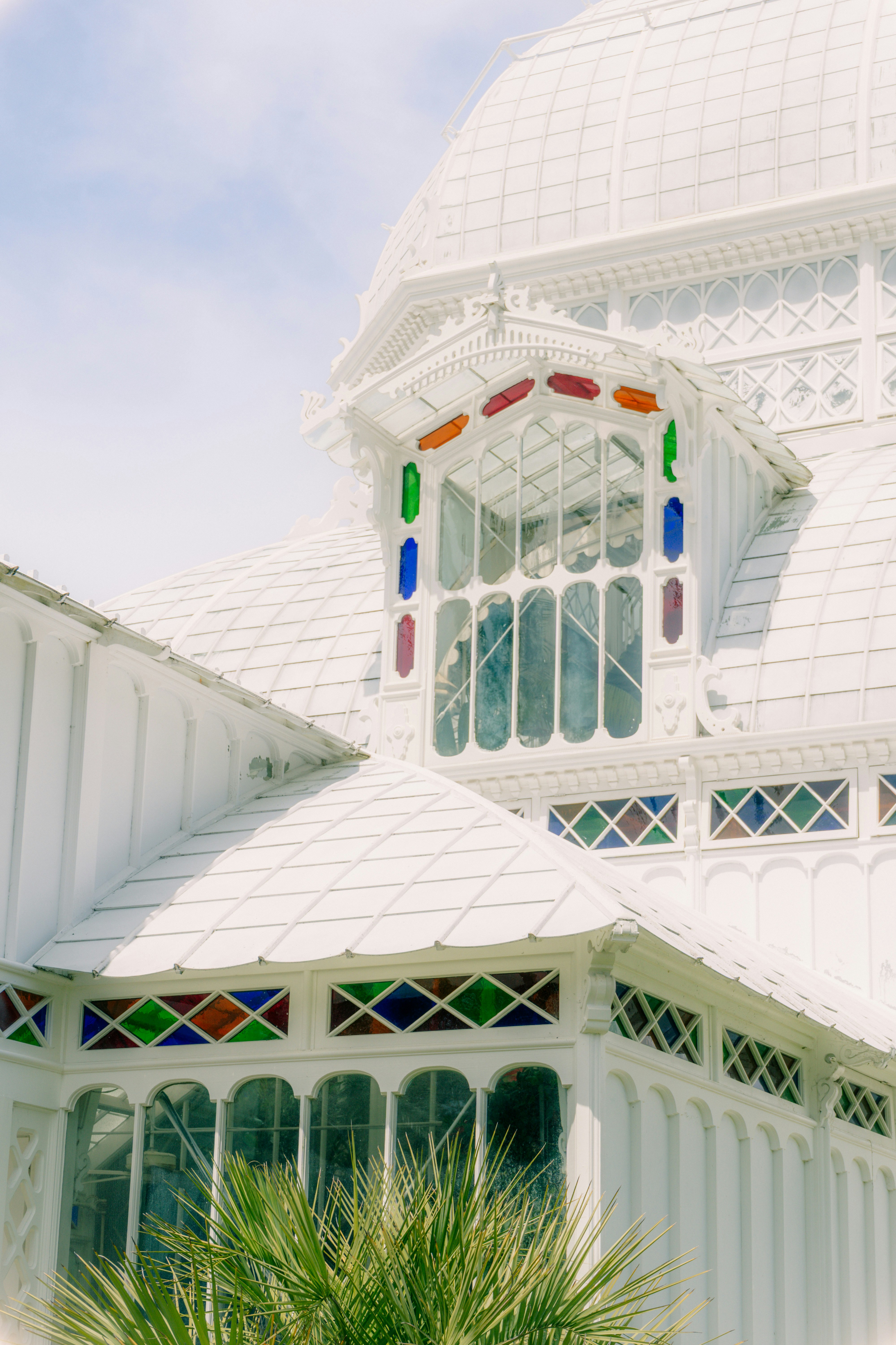 Stained Glass Glow on a Victorian Conservatory Dome