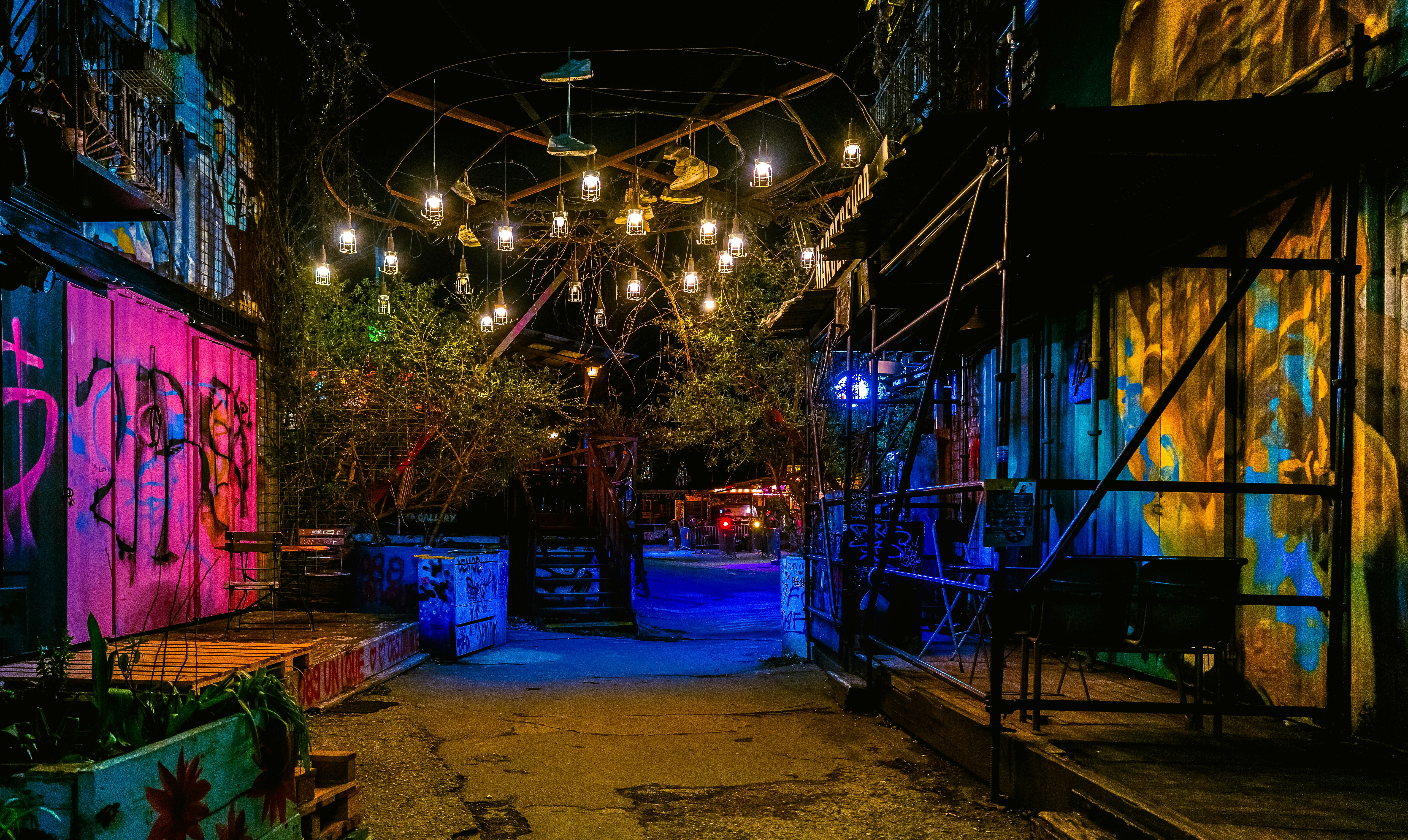 Evening Lanterns Over a Vibrant Alley