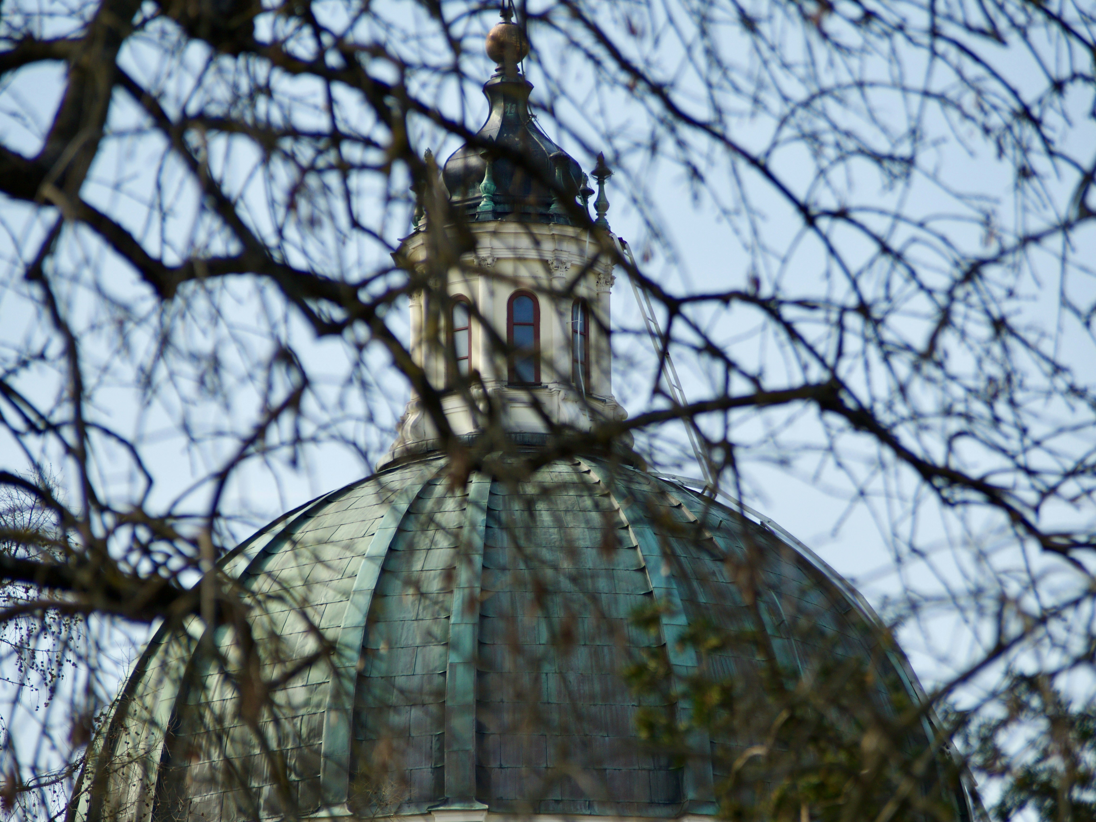 Domed Bell Tower Surrounded by Winter Branches