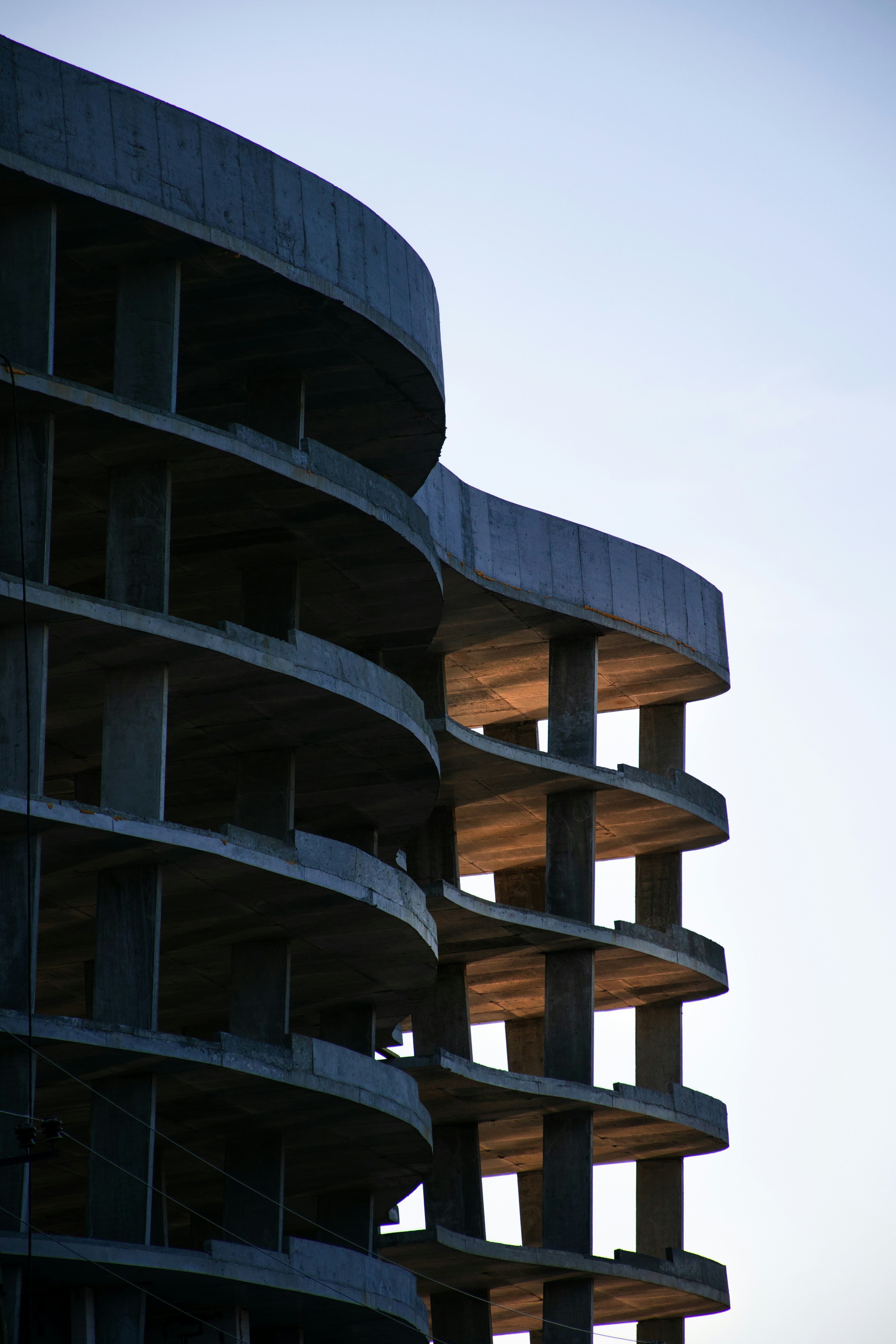 Curved Concrete Rings of an Abandoned Parking Structure