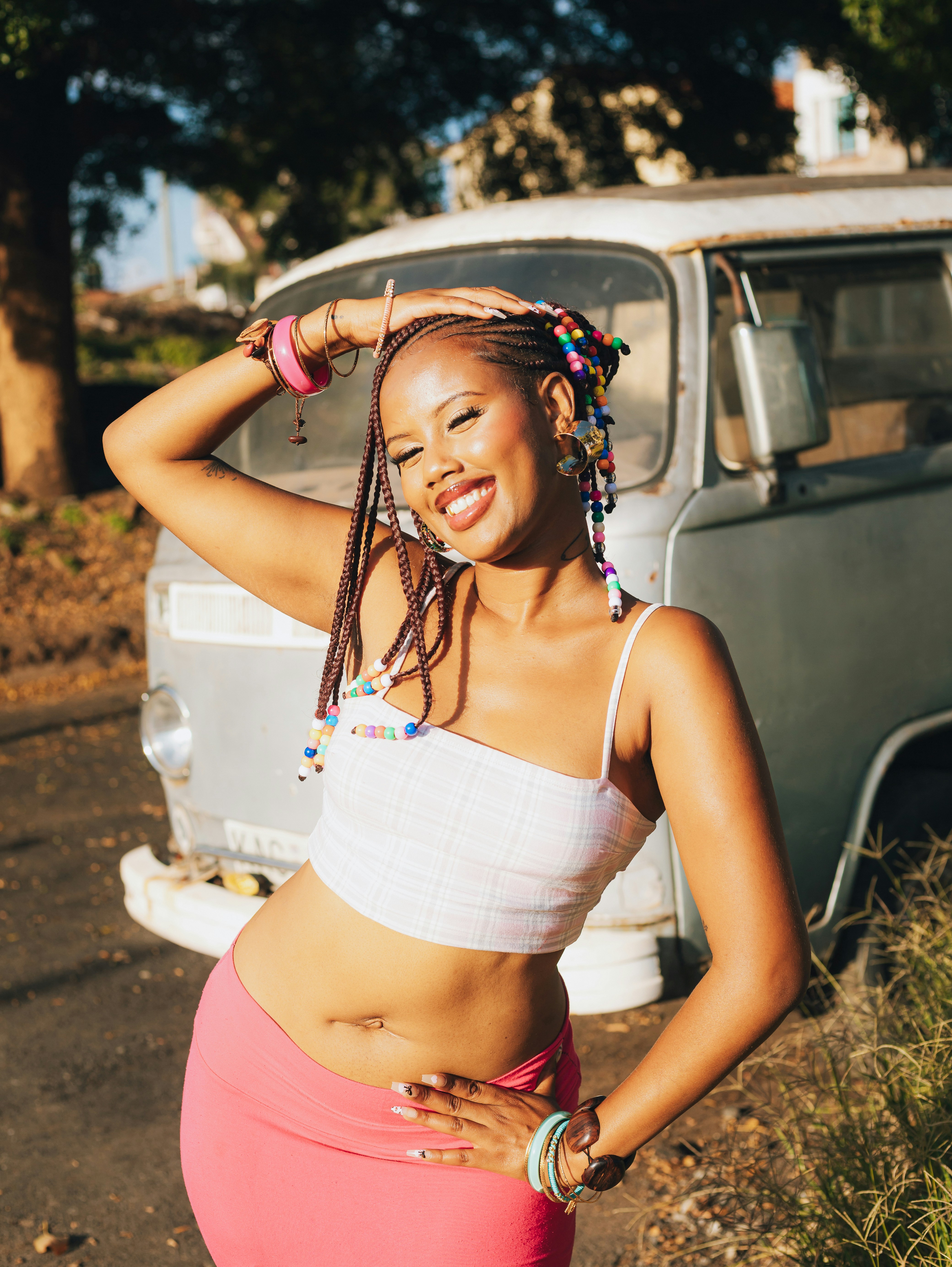 Sunlit Rhythm: Bright Smile by the Vintage Van