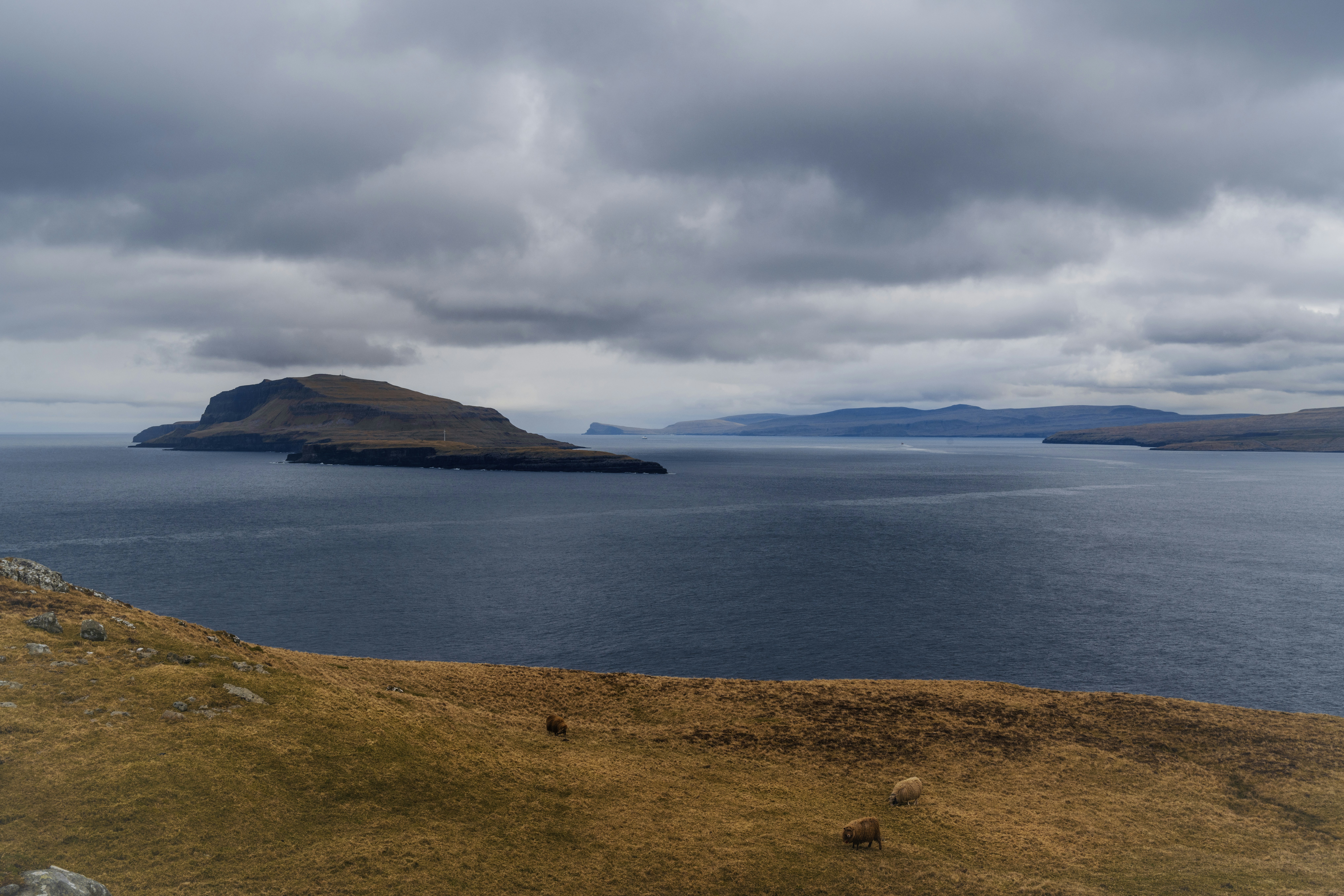 Coastal Plateau above Quiet Seas with Distant Islands