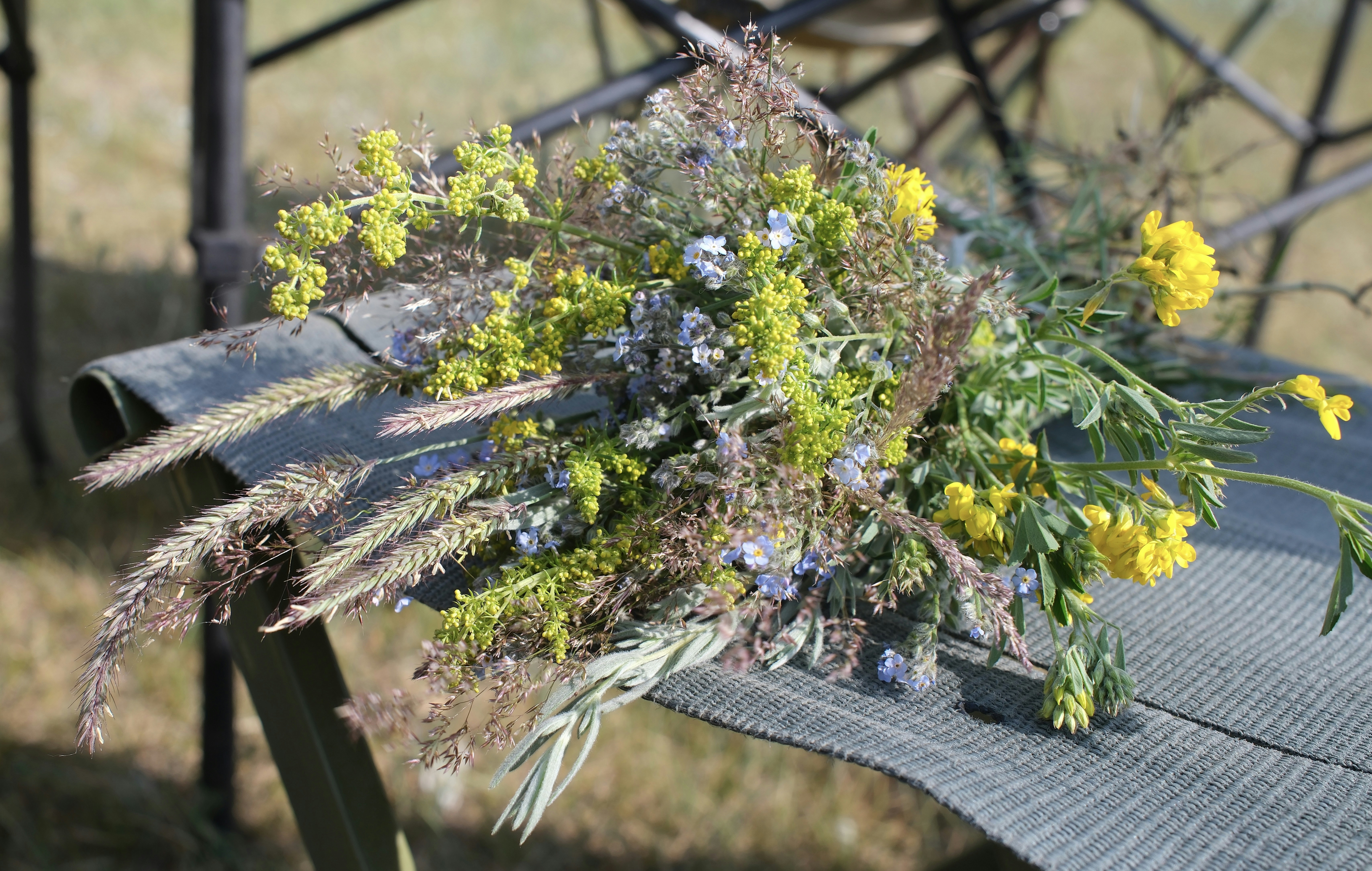 Wildflower Bouquet on a Garden Table