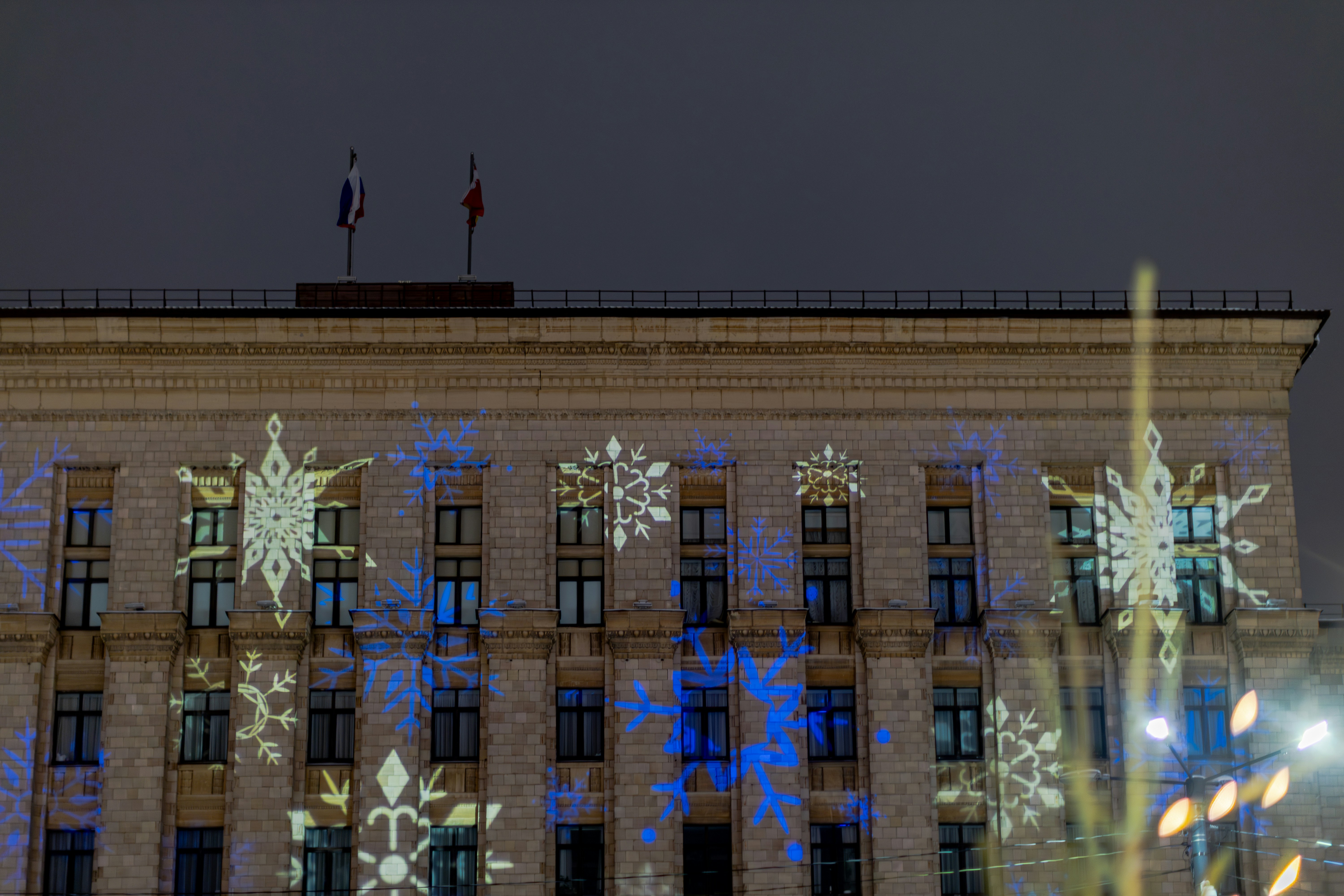 Snowflake Lanterns on a Facade