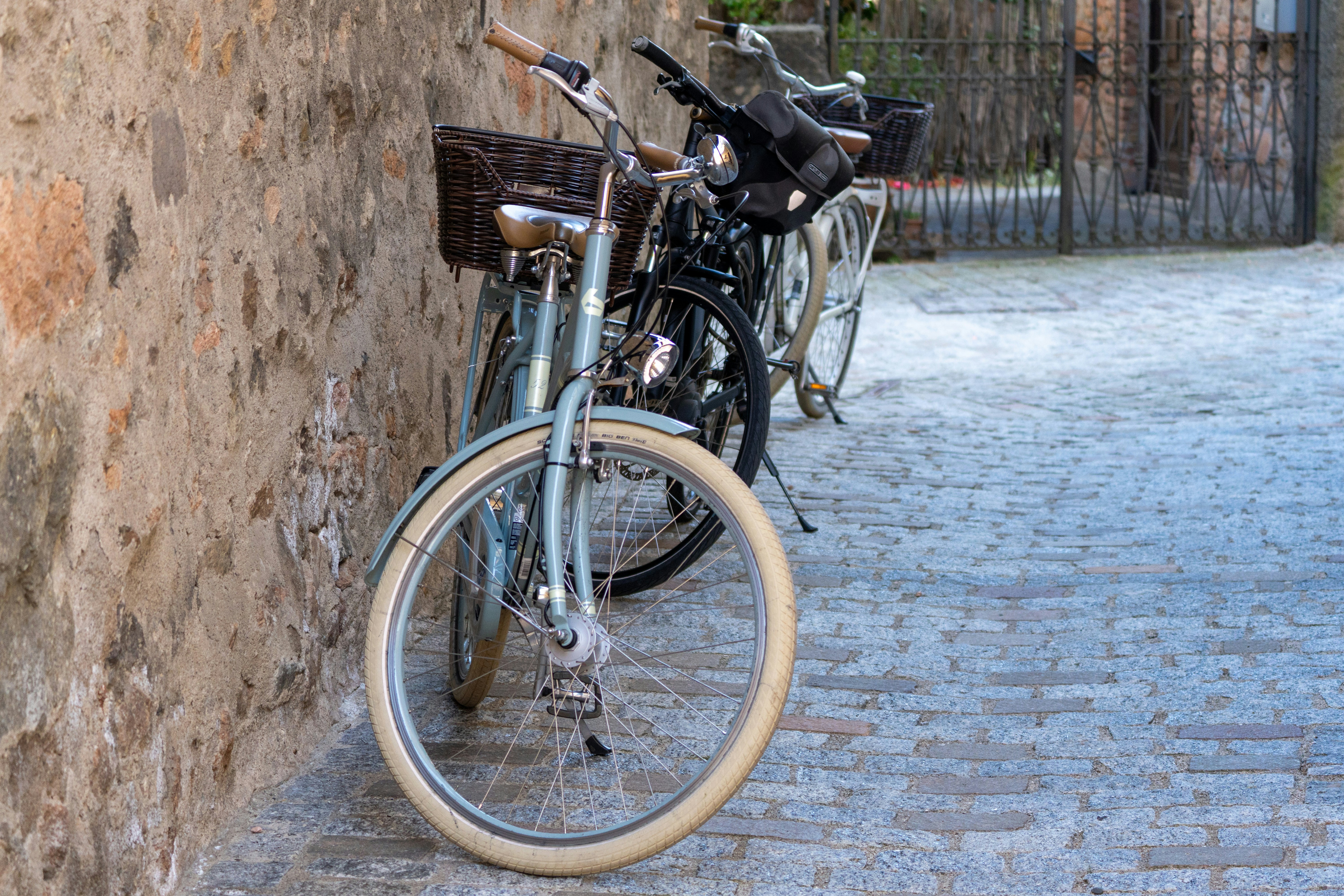 Bicycle Row on a Cobblestone Lane