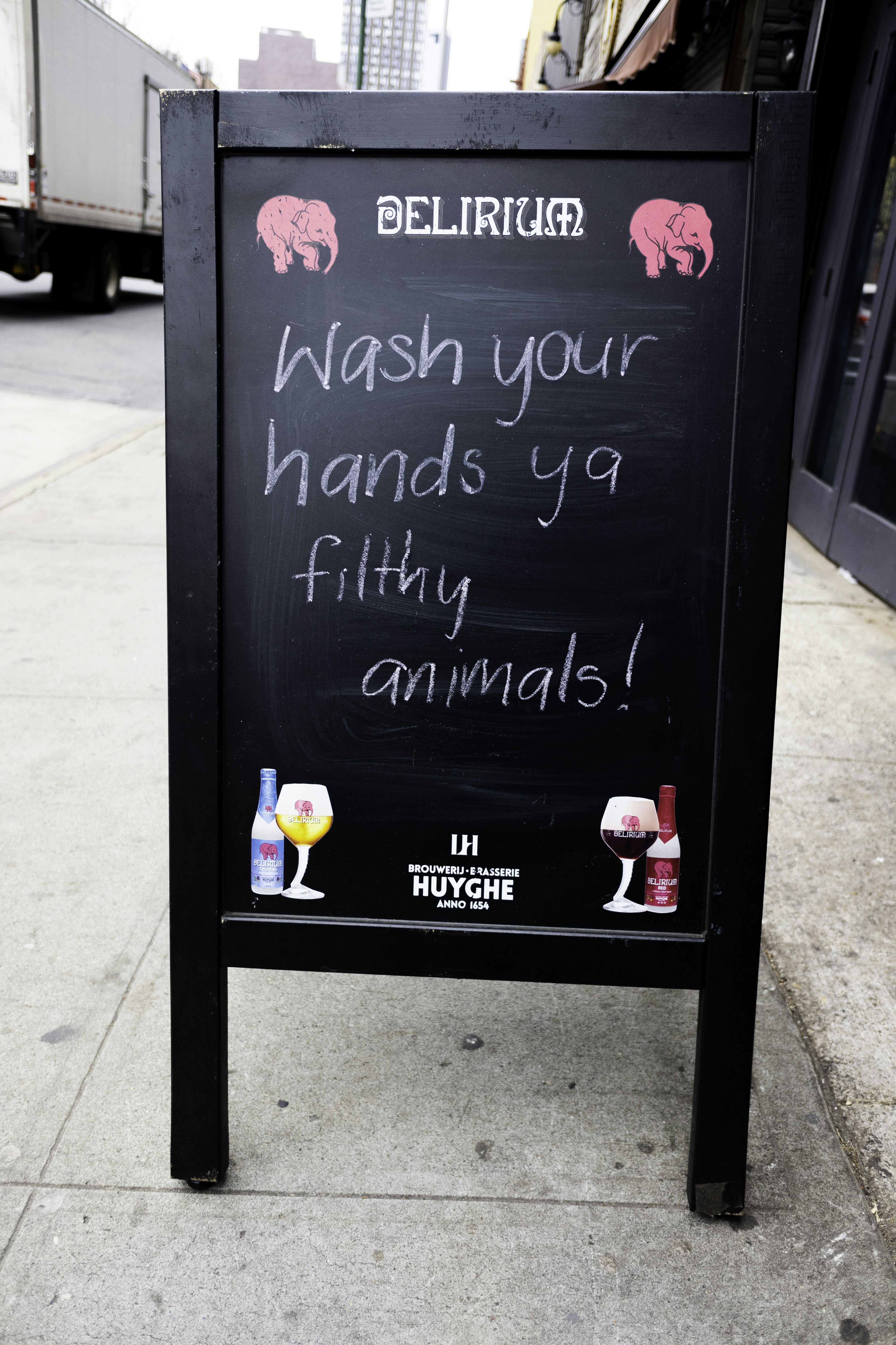 Chalkboard Message on Urban Street A-Frame Sign