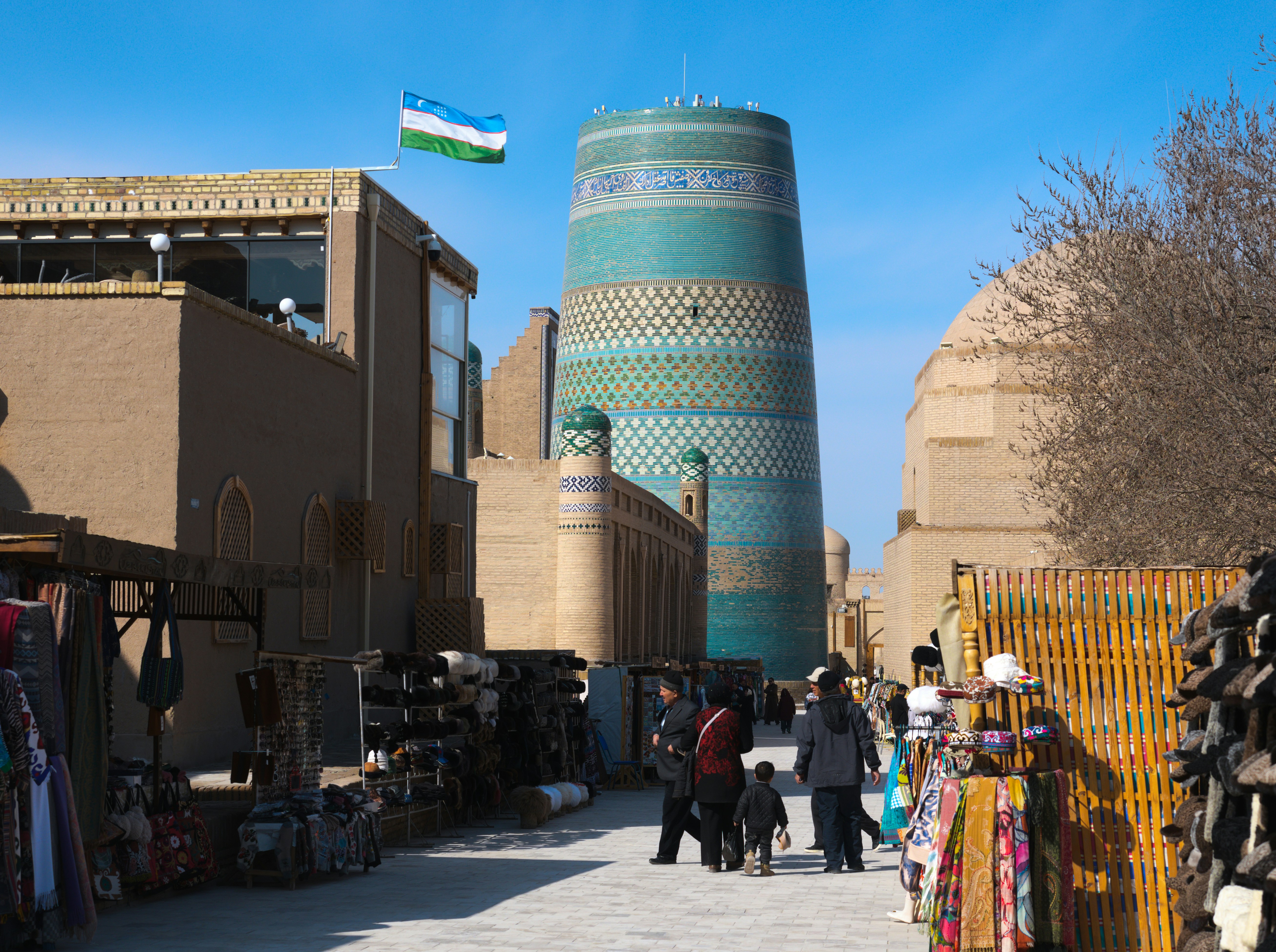Blue-tiled Minaret Over the Bazaar Alley